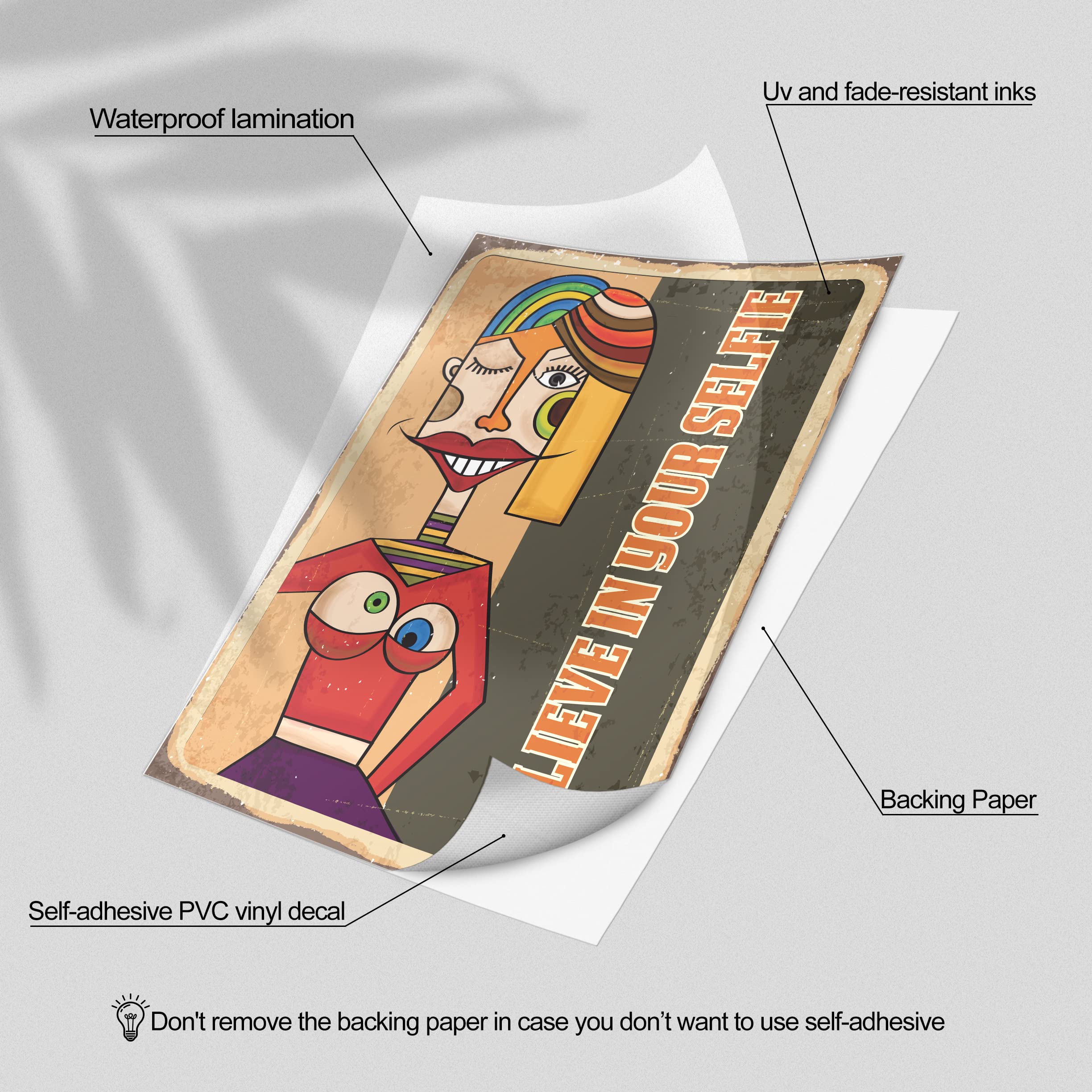 HK Studio Vintage Motivational Poster | Self-Adhesive, Vinyl Sticker ...