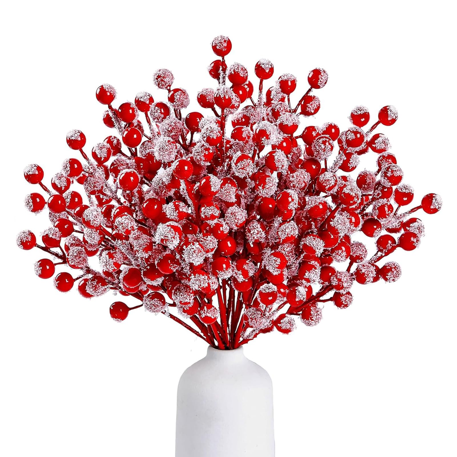 Amazon.com: NEREIDS NET 30Pcs Holly Berry,Artificial Fruit Snow Frosted ...