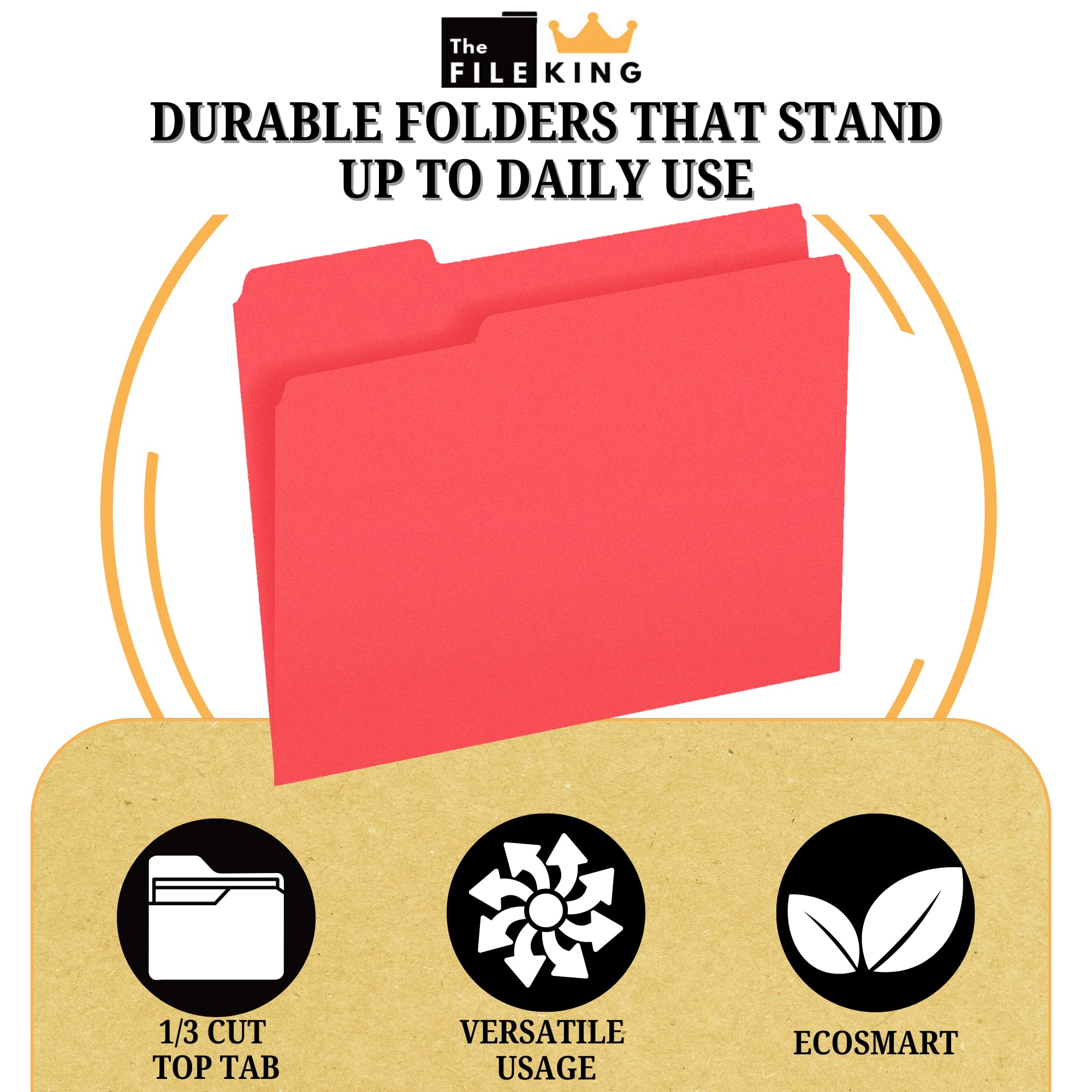 Snapklik.com : 1/3 Cut Red File Folders Letter Size - 100 Pack Colored ...