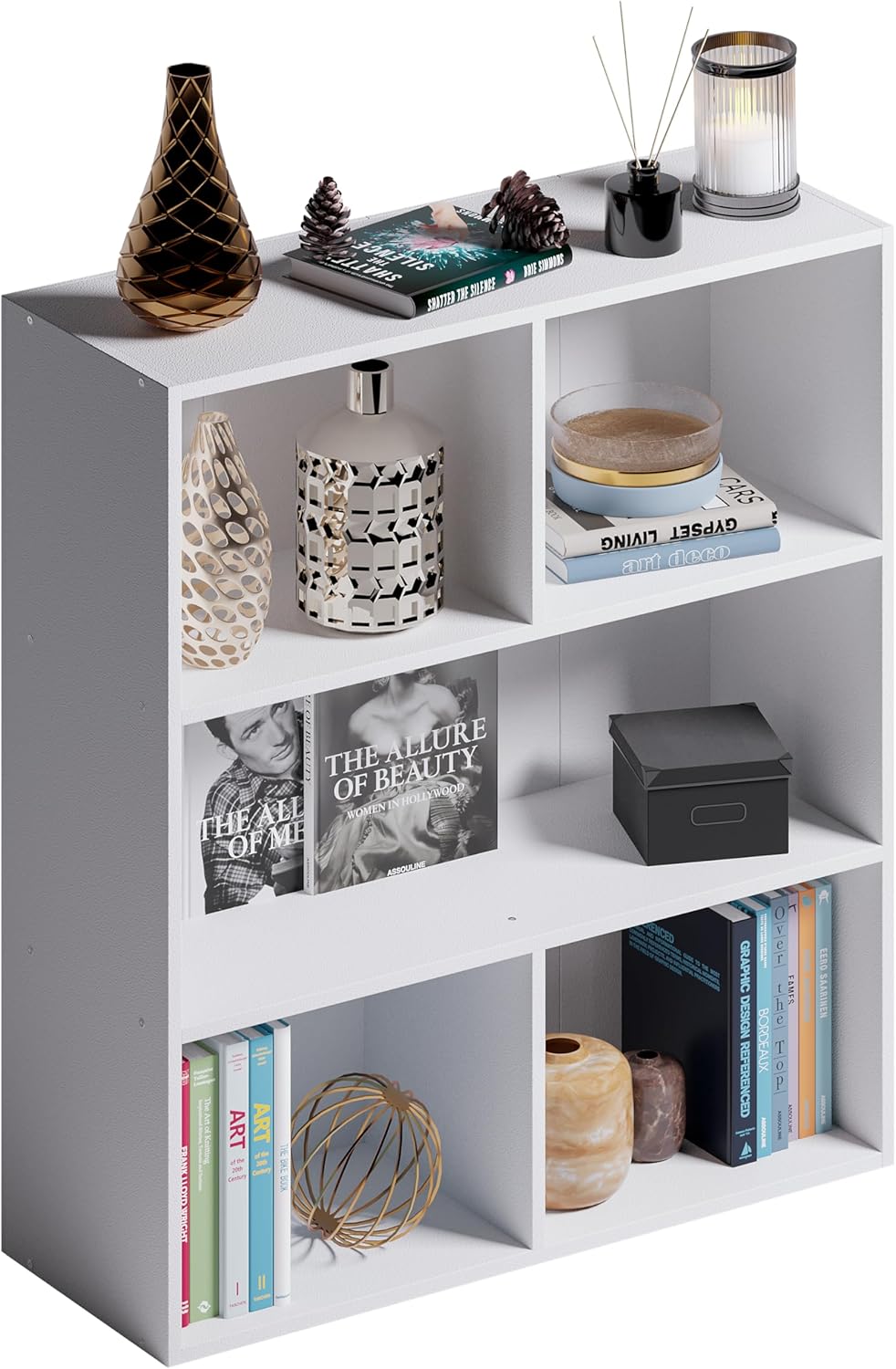 MUBSON Librero Minimalista Con 3 Repisas y 5 Espacios - Estante ...