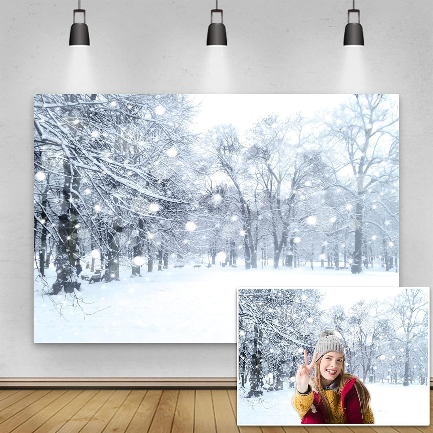 Amazon.com : Yeele 10x8ft White Snow Backdrop Snow Forest Wonderland ...