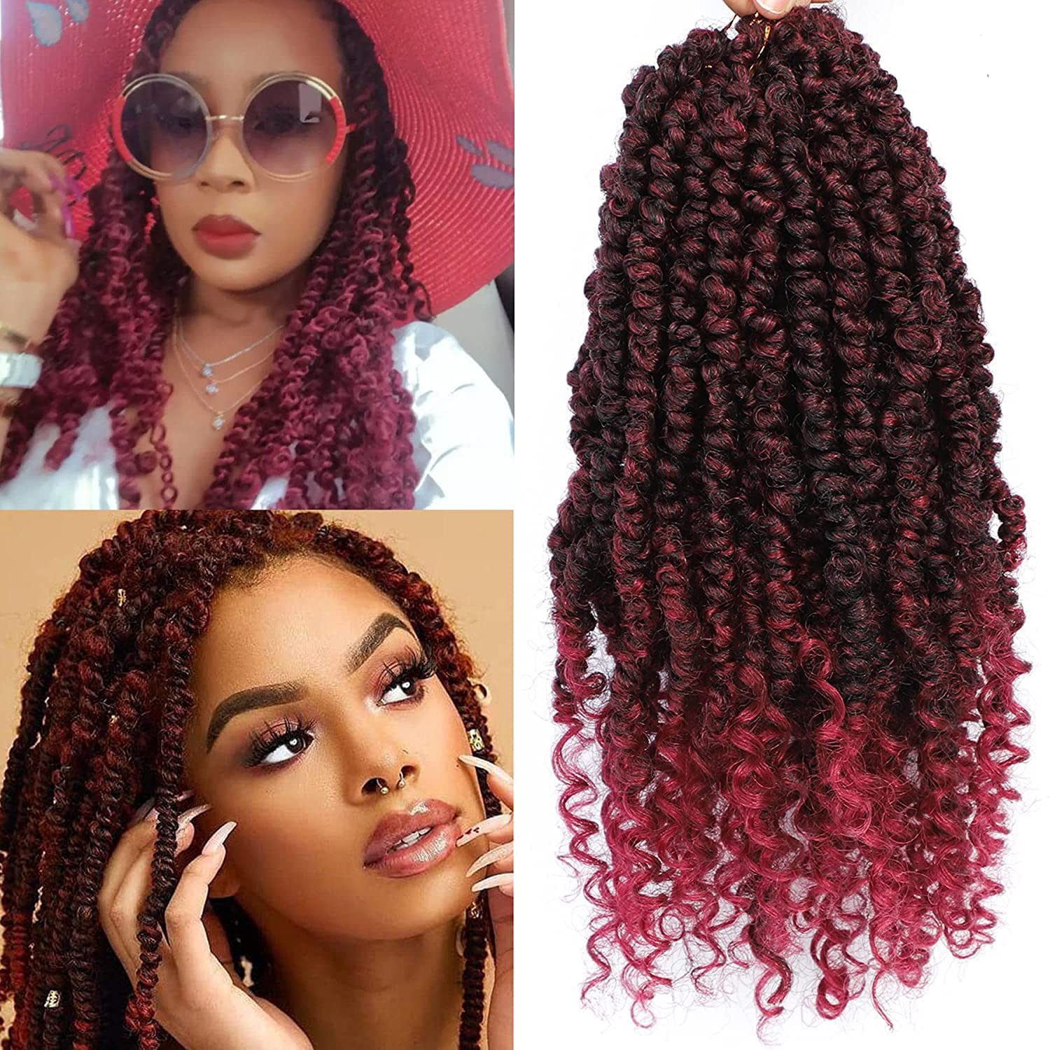 Amazon.com : BEFUNNY 8 Inch 9 Packs Passion Twist Crochet Hair,Burgundy ...