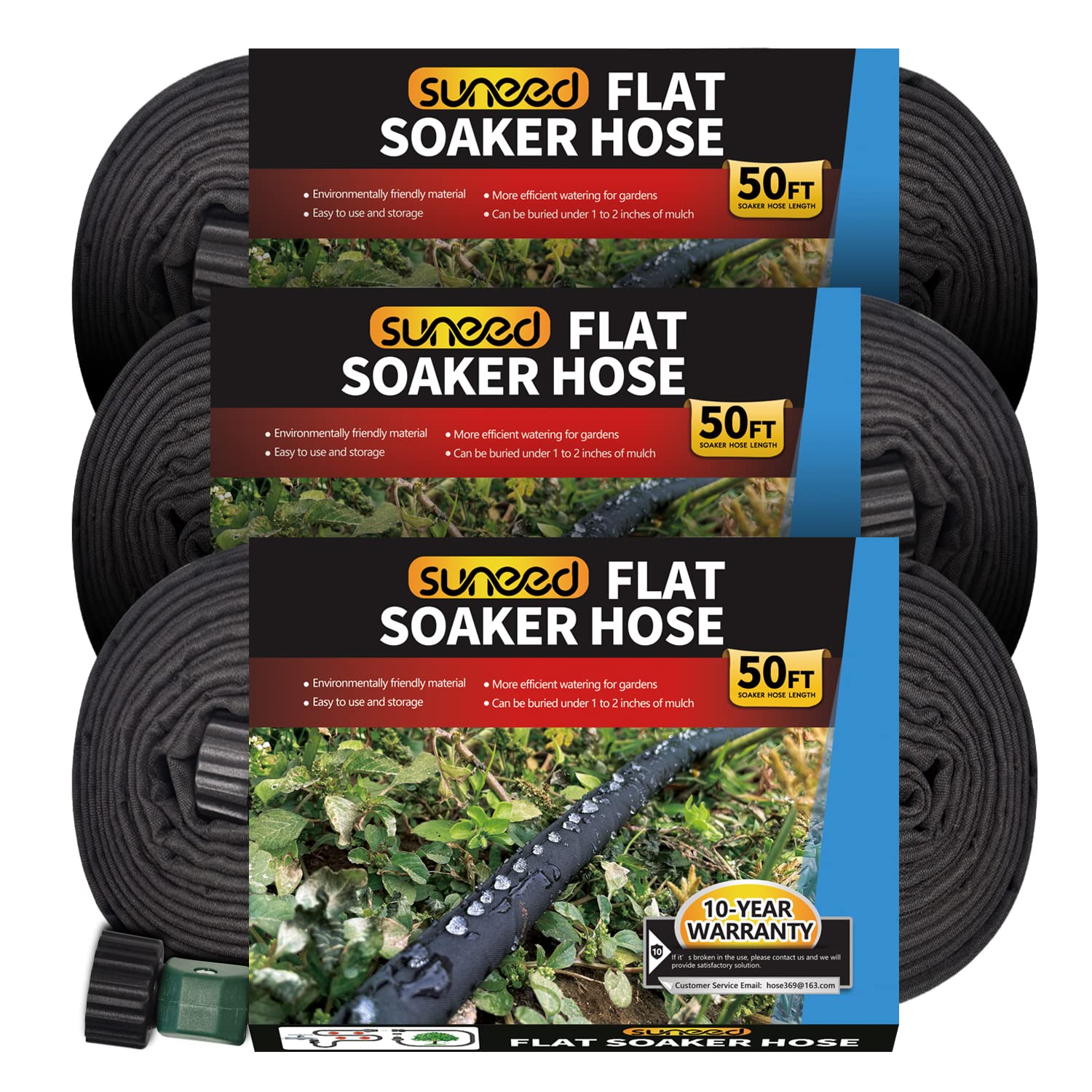 Amazon.com : 3 Pack Flat Soaker Hose 50 ft for Garden Beds, Cloth ...