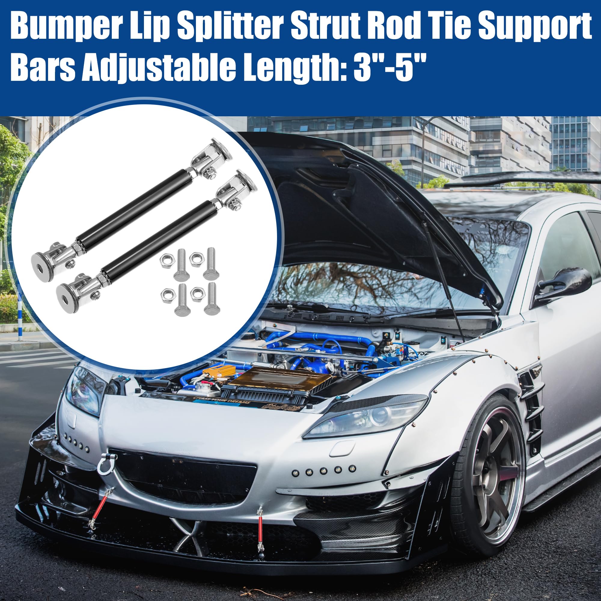 Aluminum Alloy Splitter Rods Rear Strut Partuto 2pcs Car Splitter ...