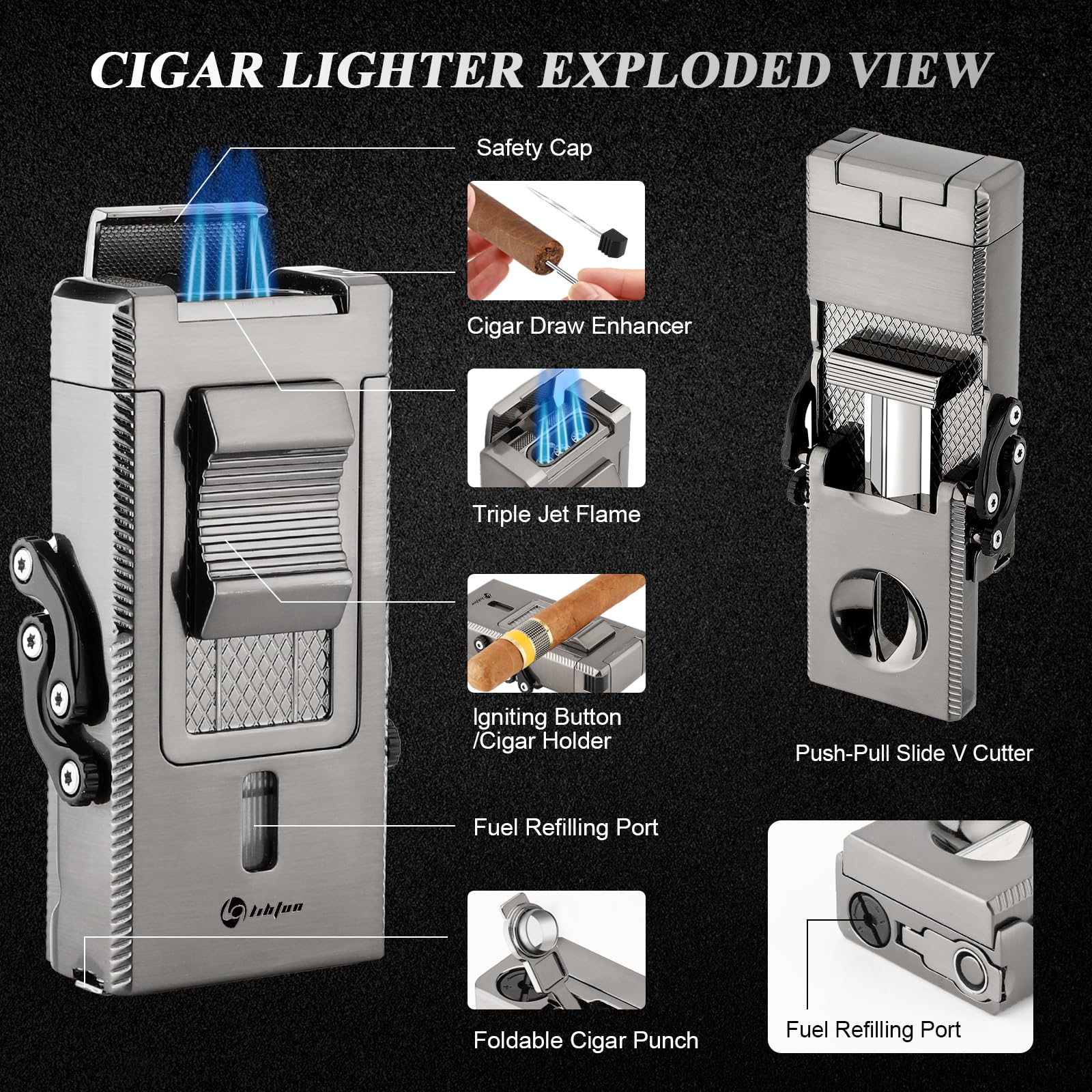 Snapklik.com : LIHTUN Multifunctional Torch Lighter - All-in-1 Cigar ...