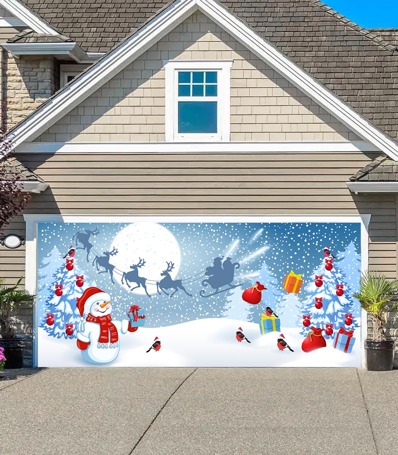 Amazon.com: 7 x 16 Ft Christmas Garage Door Banner Decorations ...