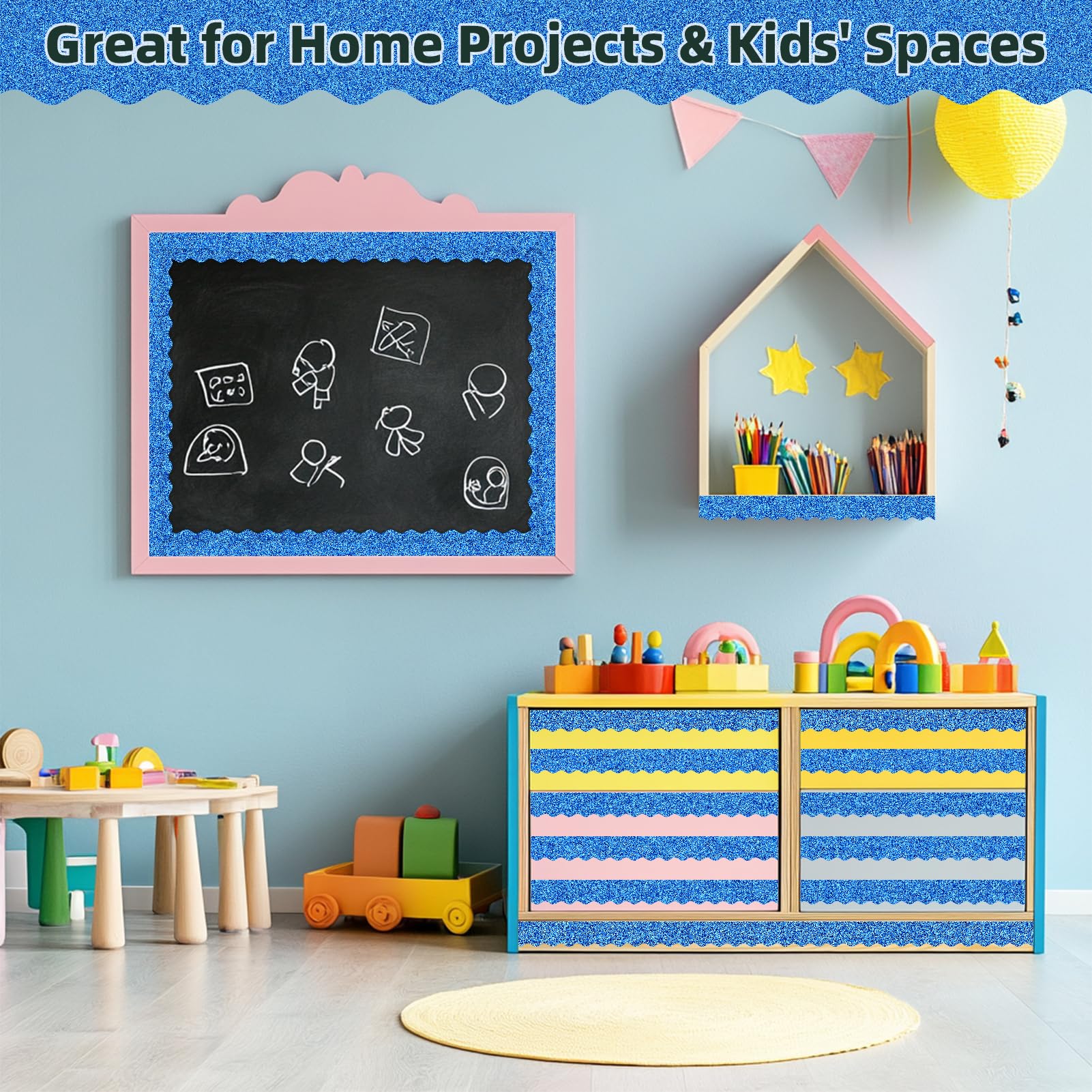 Snapklik.com : 3 Rolls 98.4 Ft Glitter Bulletin Board Borders Set ...