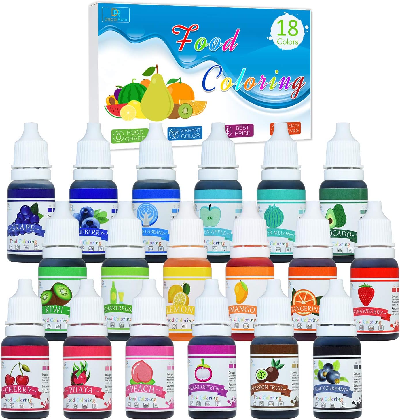 Colorant Alimentaire - 12 Couleurs Colorant Alimentaire Liquide ...