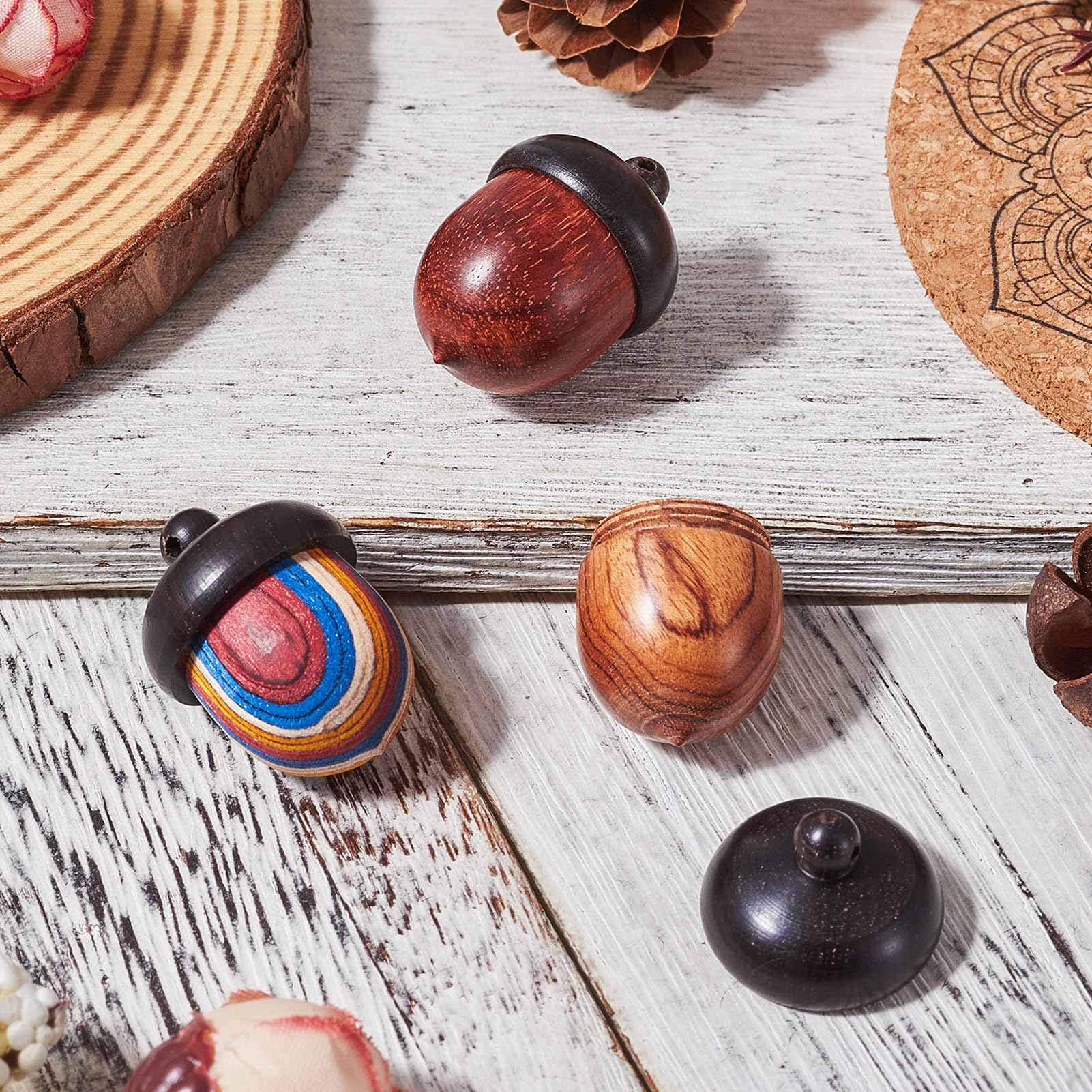 Large Acorns Aazon.co: SUNNYCLUE Wooden Acorn Nut Box Pendant ...