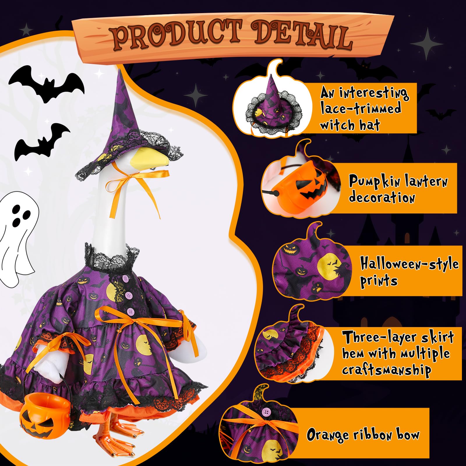 Snapklik.com : Halloween Porch Goose Outfits, Cute Witch Skirt Cap For ...