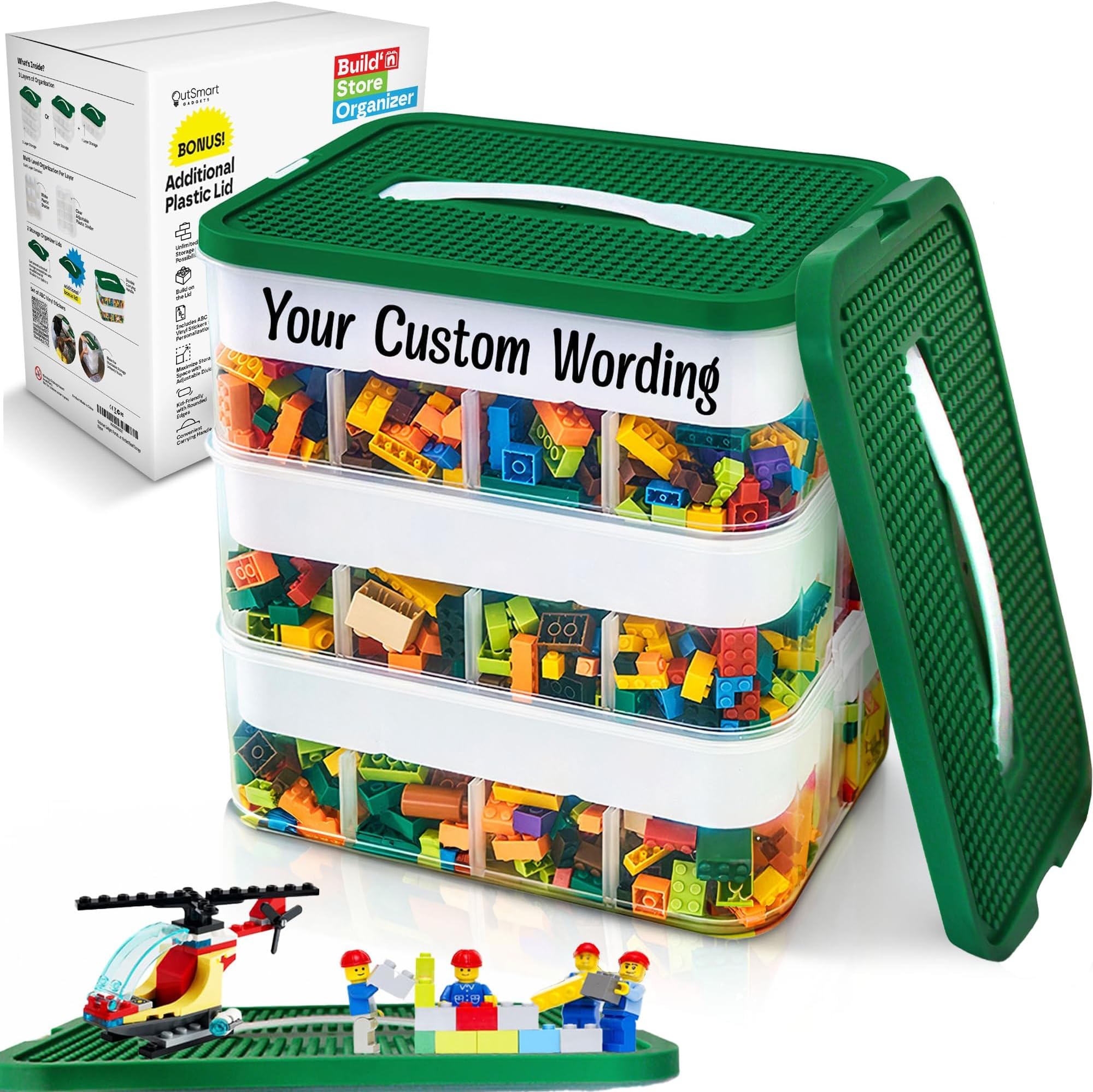 Amazon.com: Citylife 17 Clear Storage Bins with Building Baseplate Lid ...