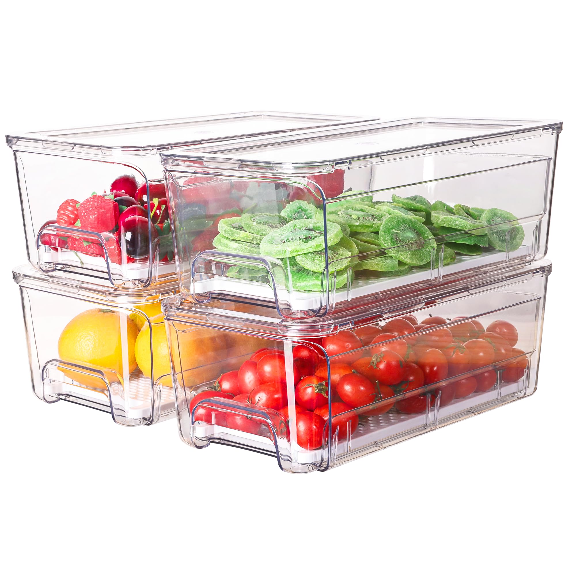 Amazon.com - Imncya 4 Pack Stackable Pull Out Fridge Organizer, Clear ...