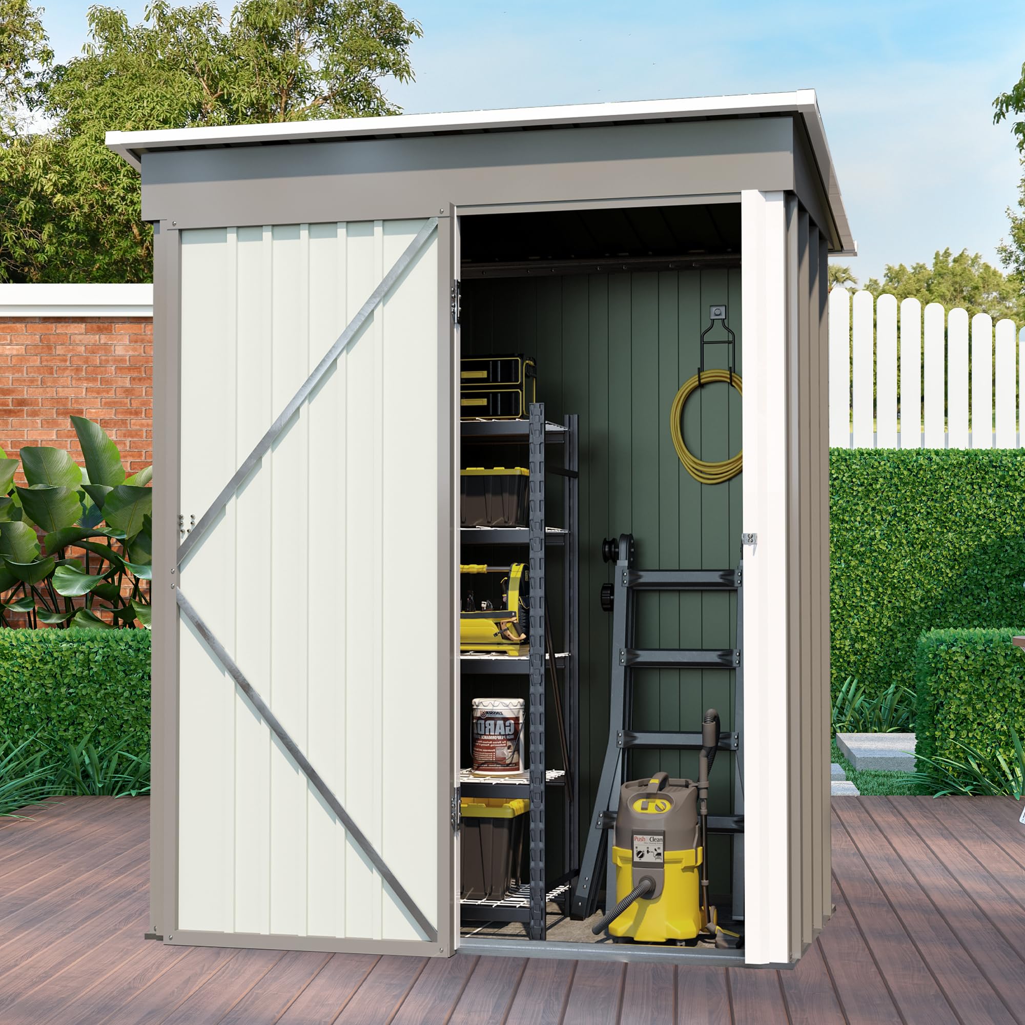 Snapklik.com : 5X3 FT Outdoor Storage Shed, Waterproof Metal Garden Sheds