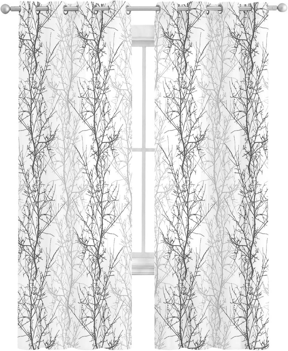 Amazon.com: Tree Branch Sheer Curtains 63 Inch Length 2 Panels Set ...