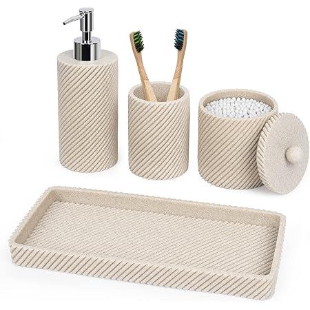 Amazon.com: Resin Bathroom Accessories Set, 5 Pcs Heavy & Sturdy Matte ...