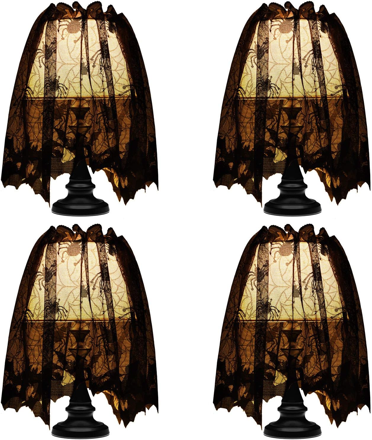 Mudder 4 Pieces 20 x 60 Inch Halloween Lamp Shade Cover Black Lace ...