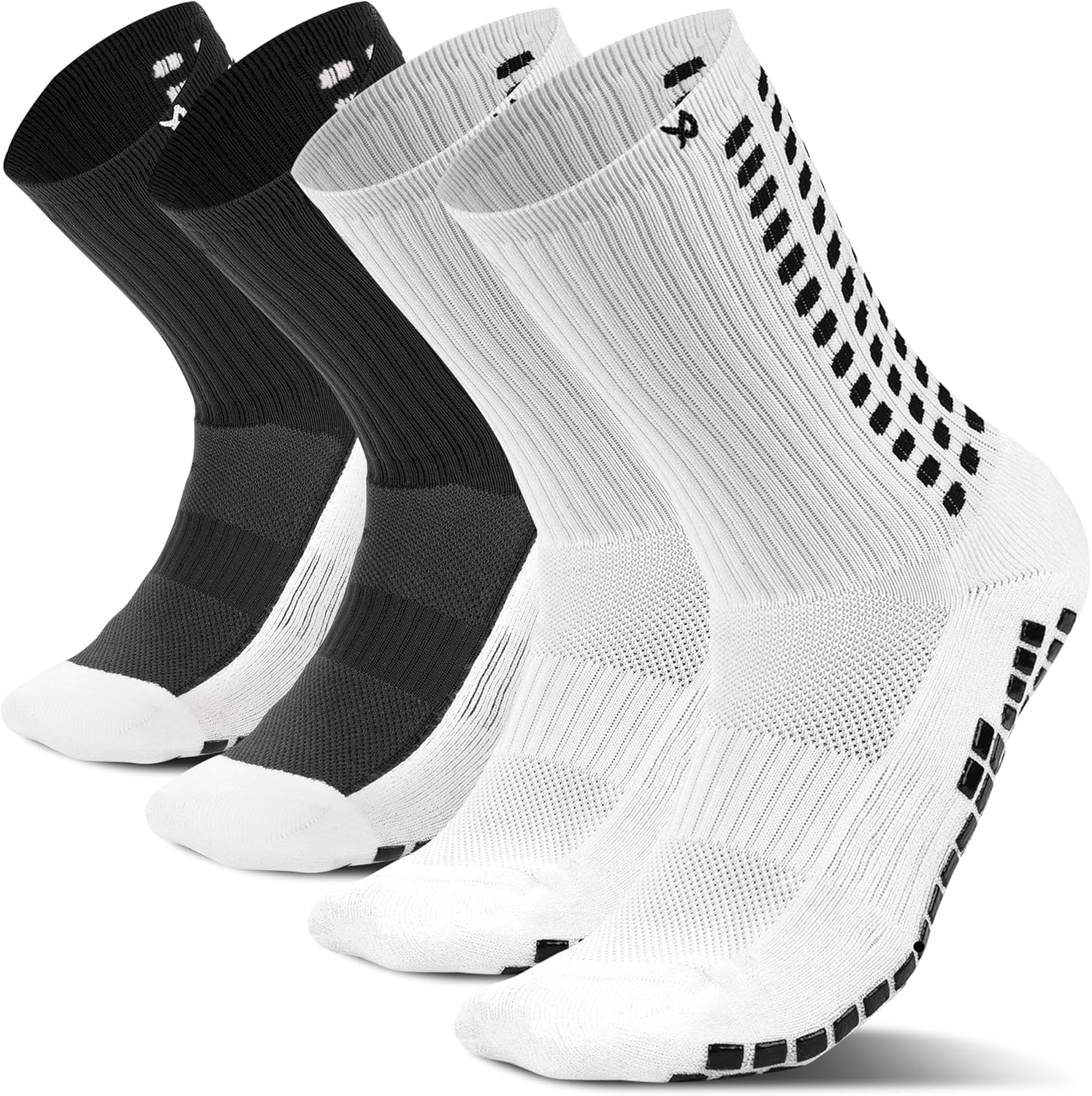Amazon.com: LUX Sports Performance Grip Socks Bundle - Black & White ...