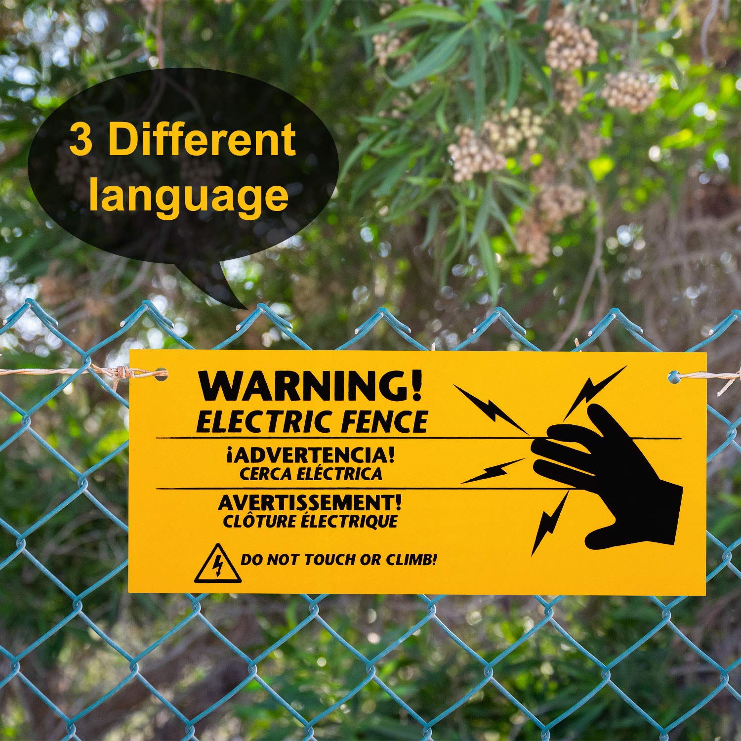 Snapklik.com : 16 Pieces Electric Fence Warning Signs 10 X 4 Inch ...