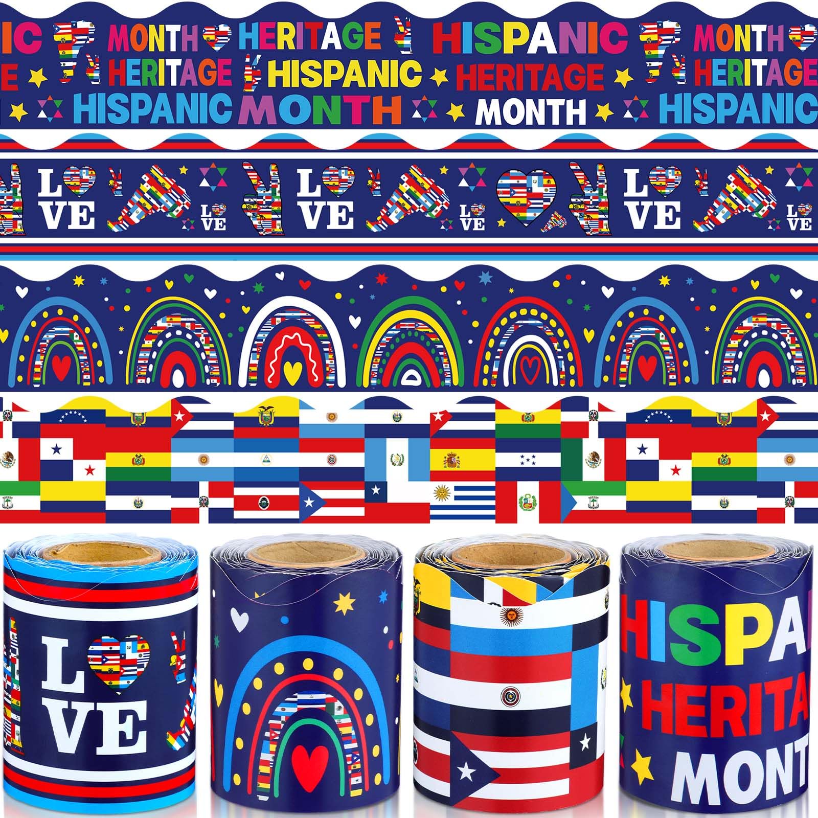 Amazon.com : Geyoga 4 Rolls 131 ft Hispanic Heritage Month Bulletin ...