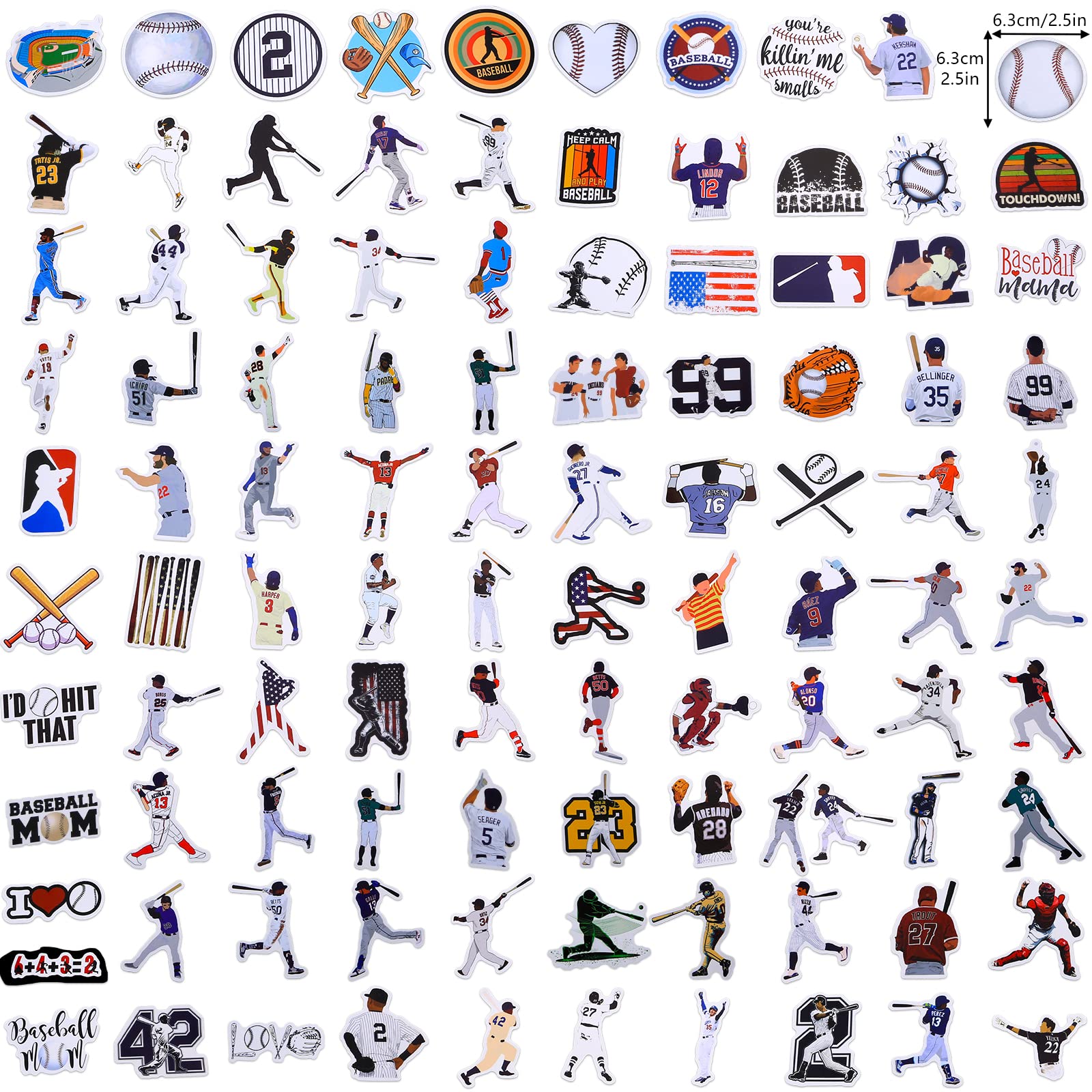Amazon.com: 100 Pcs Baseball Stickers Sports Water Bottle Stickers ...