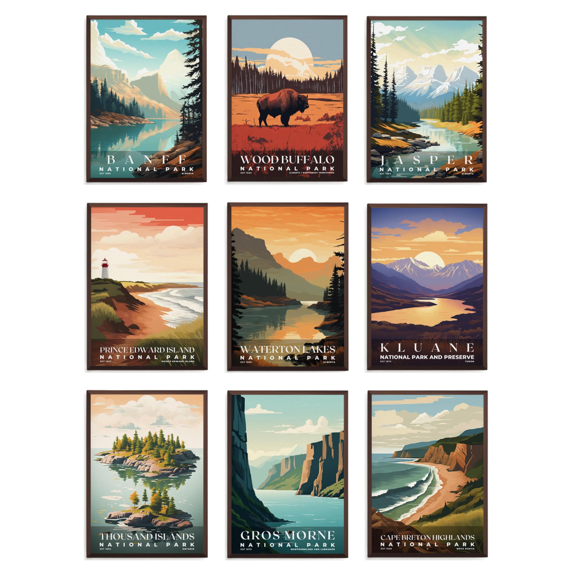City on Wall 9 Piece Canadian National Parks Posters,8x10 Inch ...