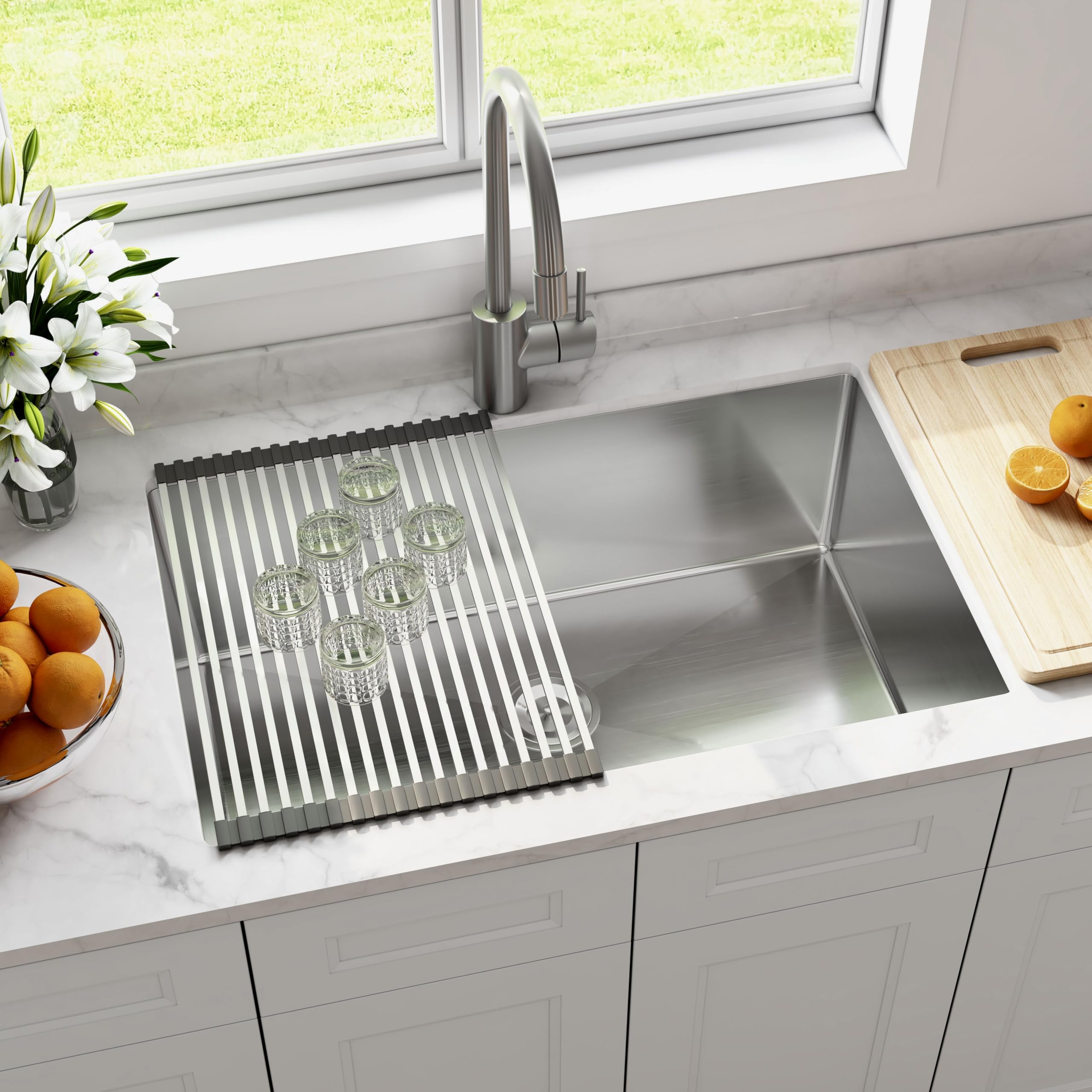 JoviPrime 30 Inch Undermount Kitchen Sink 16 Gauge 304 Stainless Steel ...