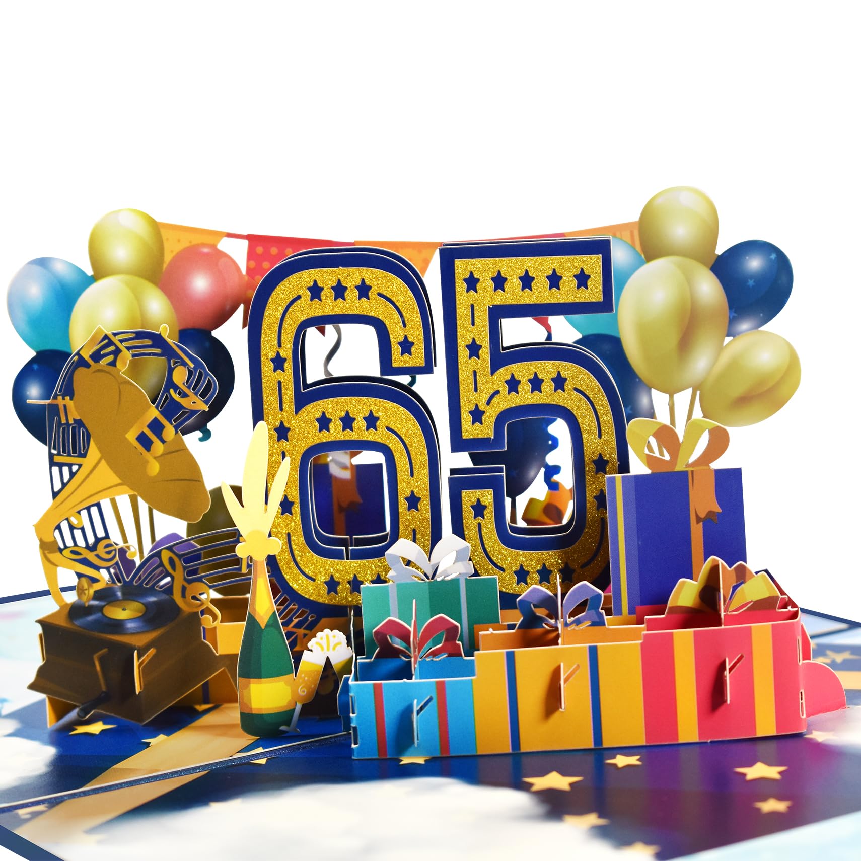 GREETING ART Happy 65th Birthday Pop Up Card,65th Birthday Party ...