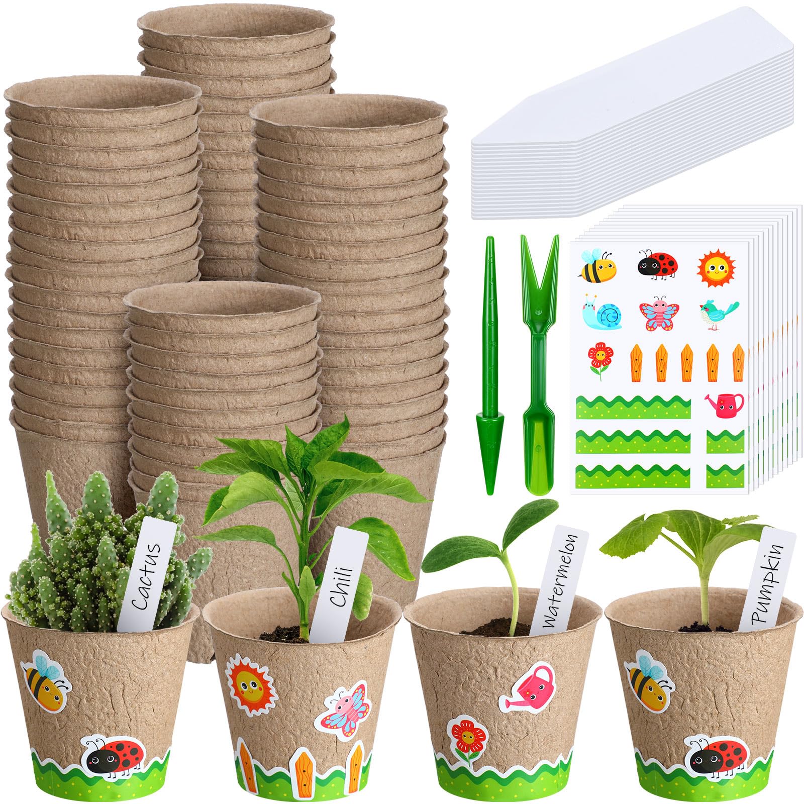 Amazon.com: Domensi 100 Pcs Garden Paper Flower Pot Craft Kit DIY ...