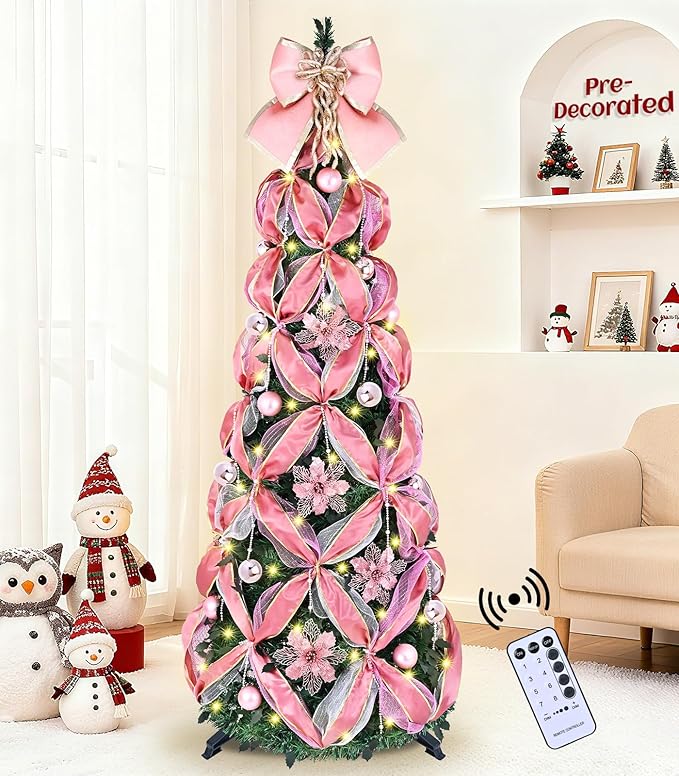 Amazon.com: Dolicer 6 FT Pre Decorated Pop Up Christmas Tree ...