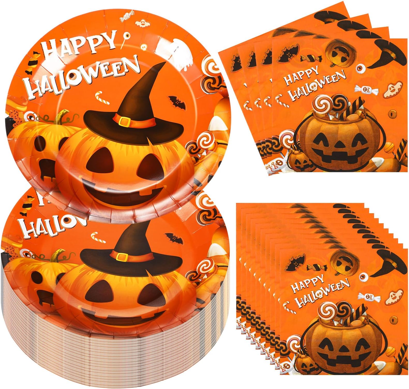 Amazon.com: Vanulus Halloween Party Plates Napkins Happy Halloween ...