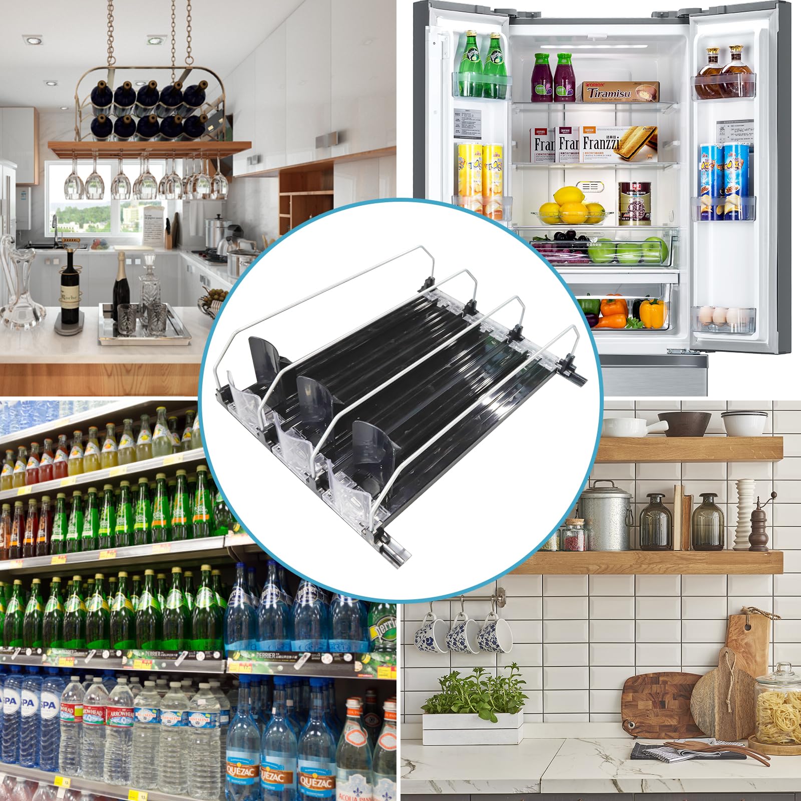 2PACK Drink Organizer for Fridge, 6 Rows Large Capacity Self-Pushing ...