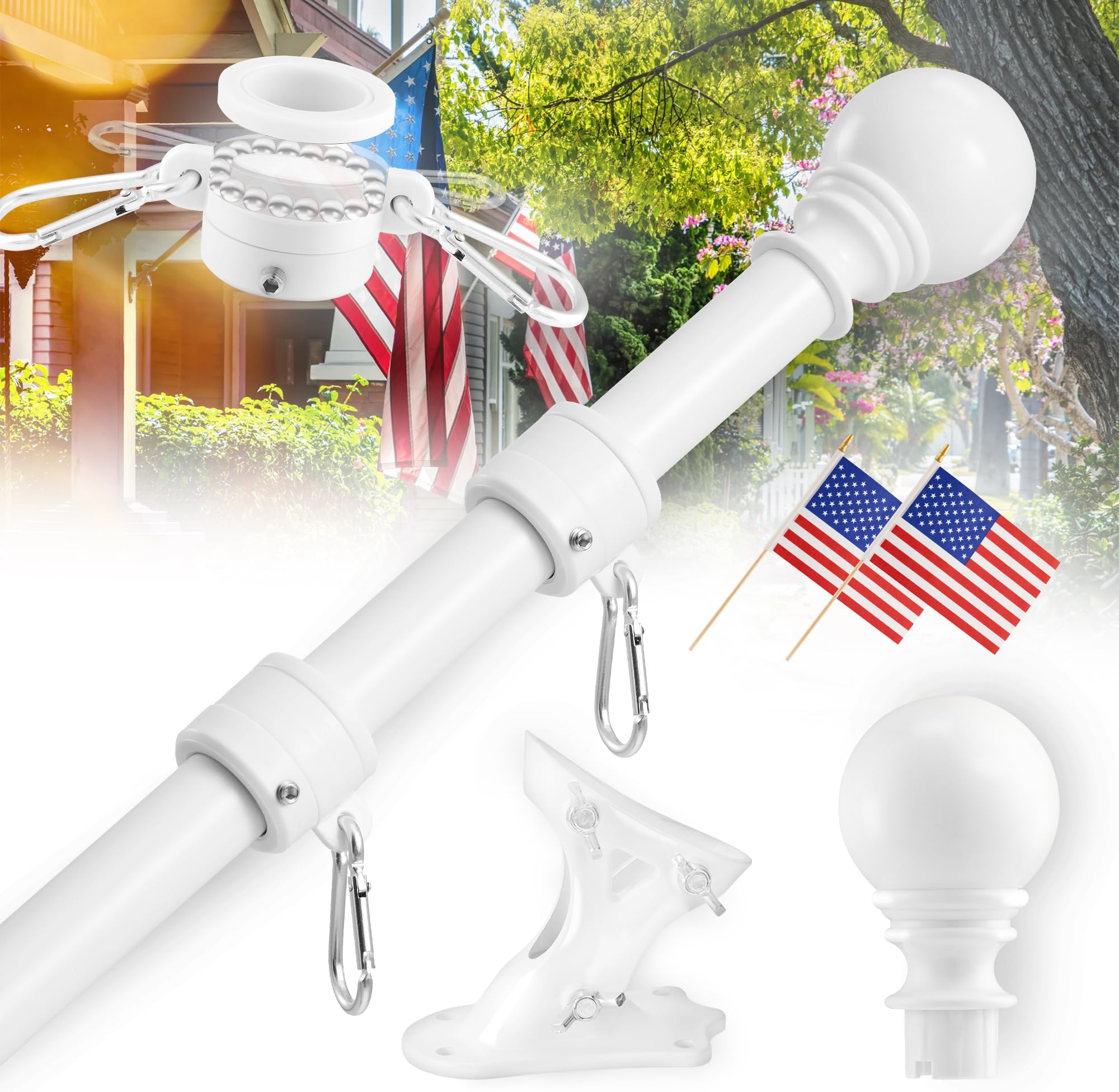 Amazon.com : cogardenshower House Flag Pole Kit - 5ft Tangle Free Flag ...