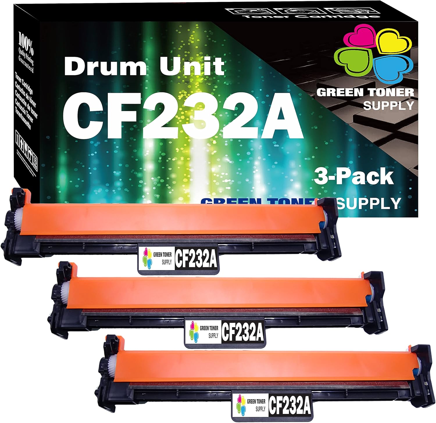 Amazon.com: Green Toner Supply 32A Drum (3-Pack) Compatible with CF232A ...