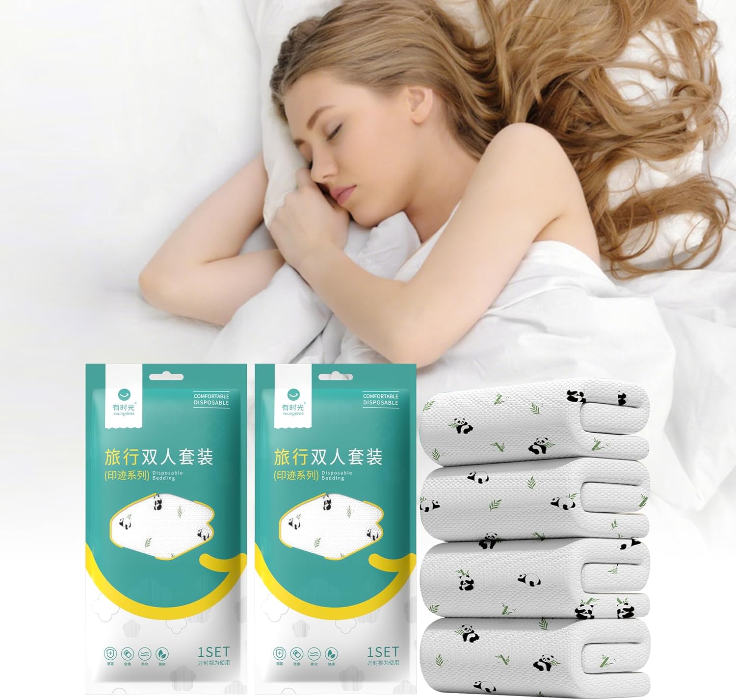 YOUNGTIME Disposable Bed Sheets, Quilt Cover and Pillow case Set for Hotel and Travel,Portable ...