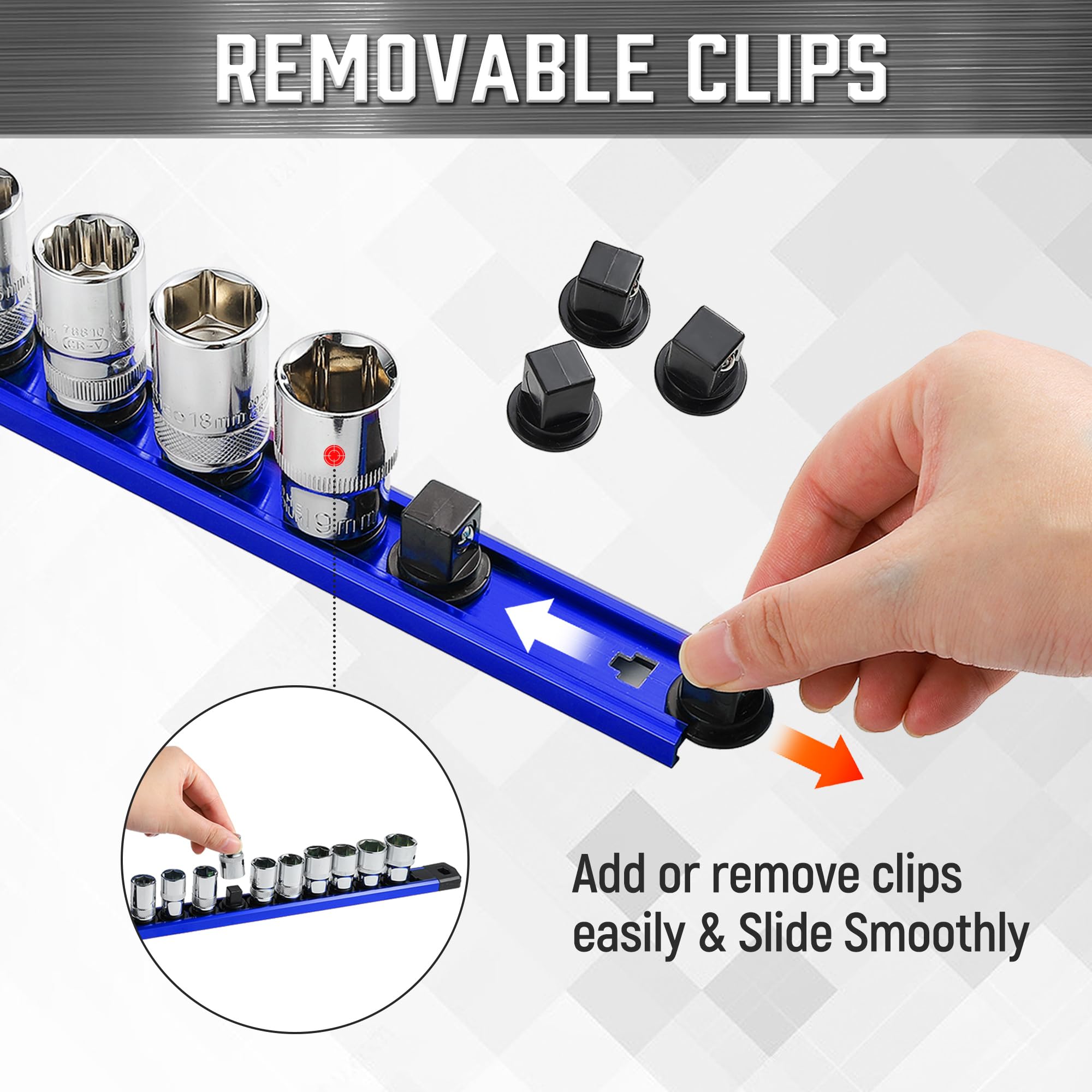 Snapklik.com : ALOANES 3-Piece Magnetic Socket Organizer, Heavy Duty ...