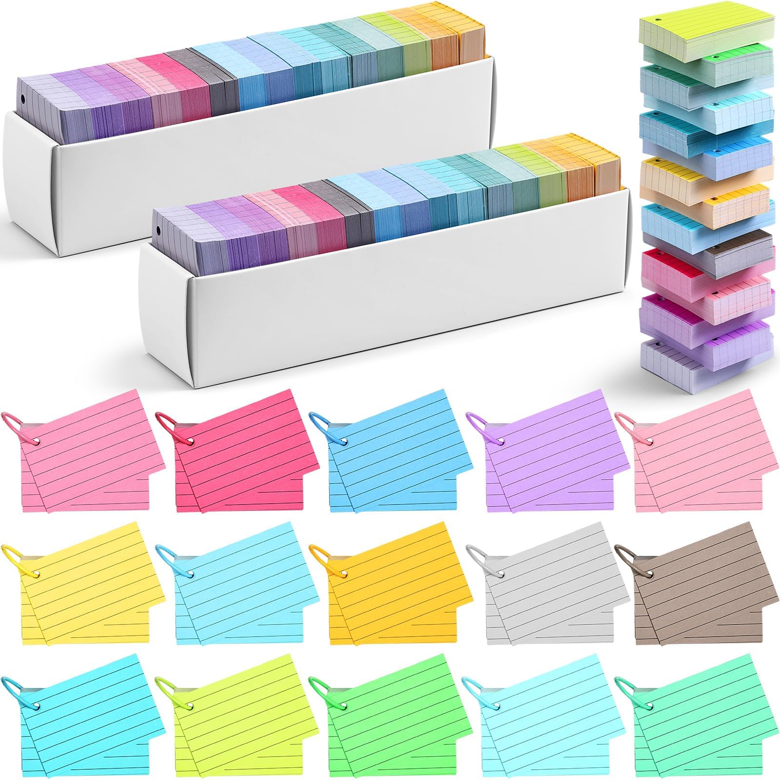 Amazon.com : Ctosree 3000 Pcs Colorful Index Cards 2" x 3" Flash Cards ...