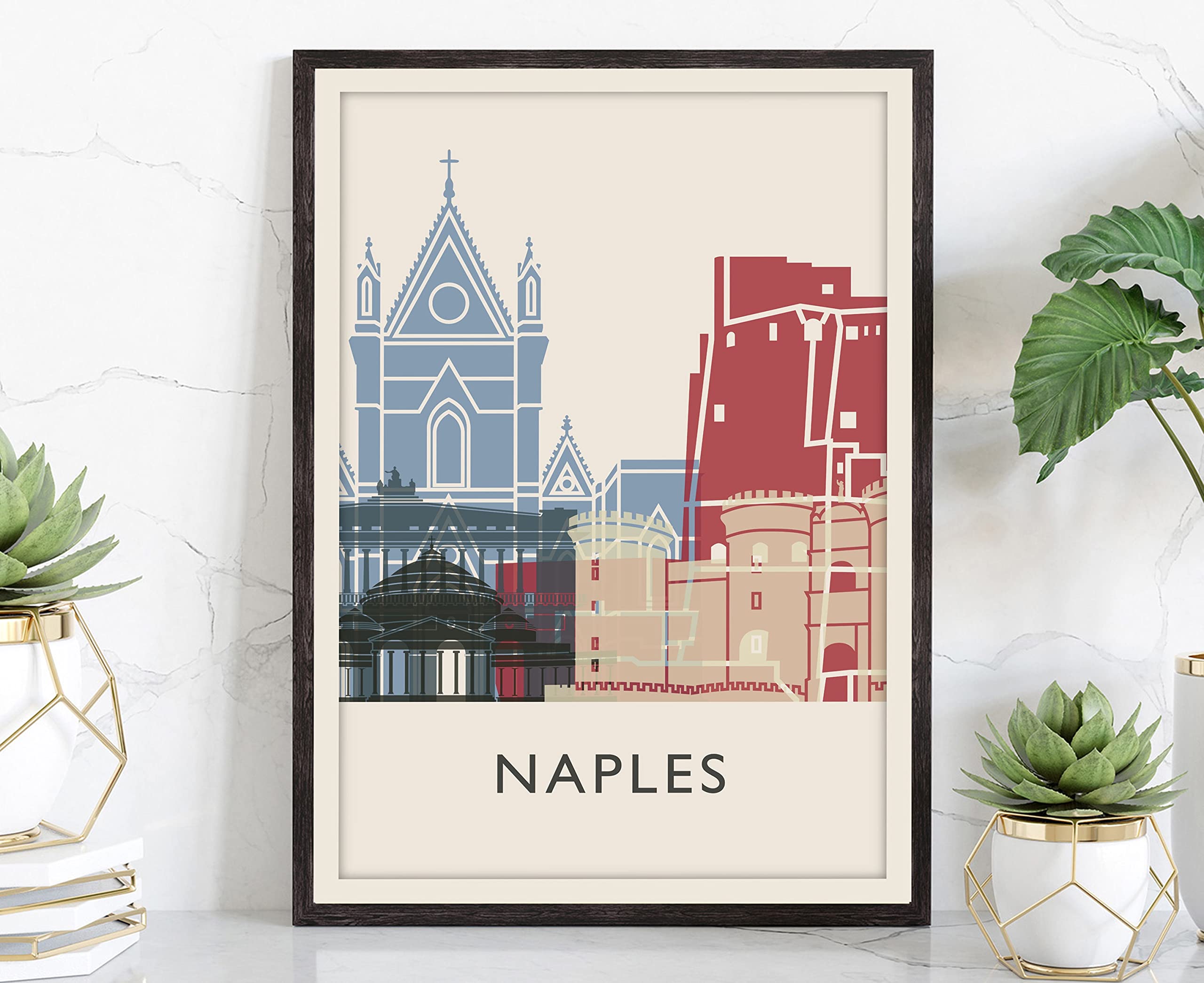 Amazon.com: Naples Illustration Poster, Naples Italy Skyline Poster ...