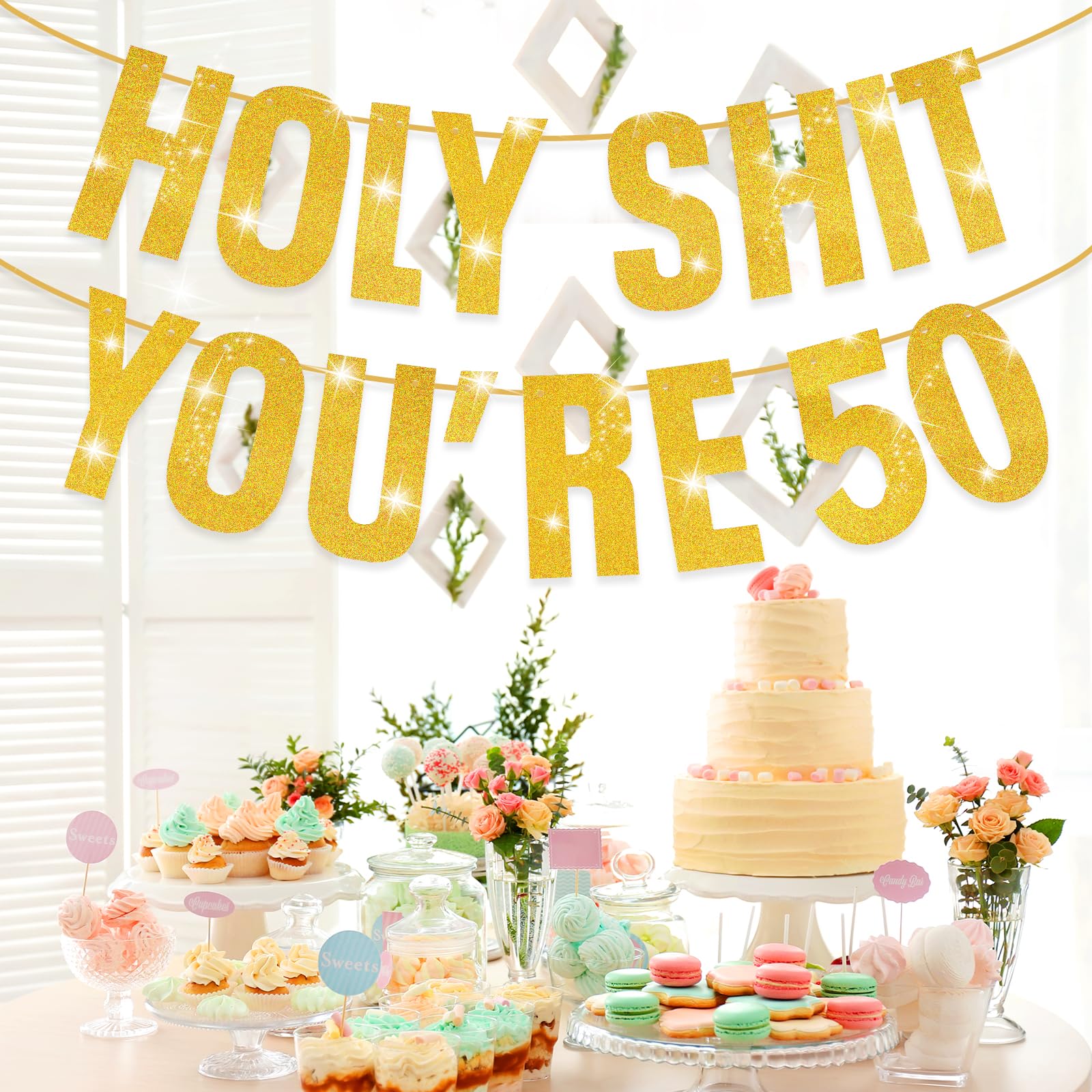 Holy Bleep 50th Birthday Amazon.com: Holy Shit You're 50 Banner Funny