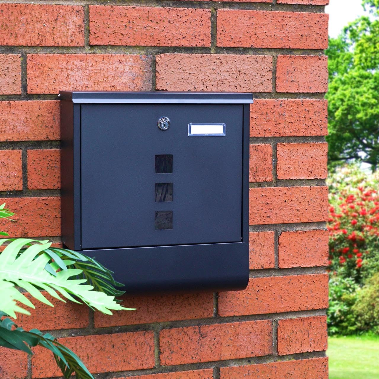 Black Wall Mounted Lockable Letterbox - Weather Resistant Stainless ...