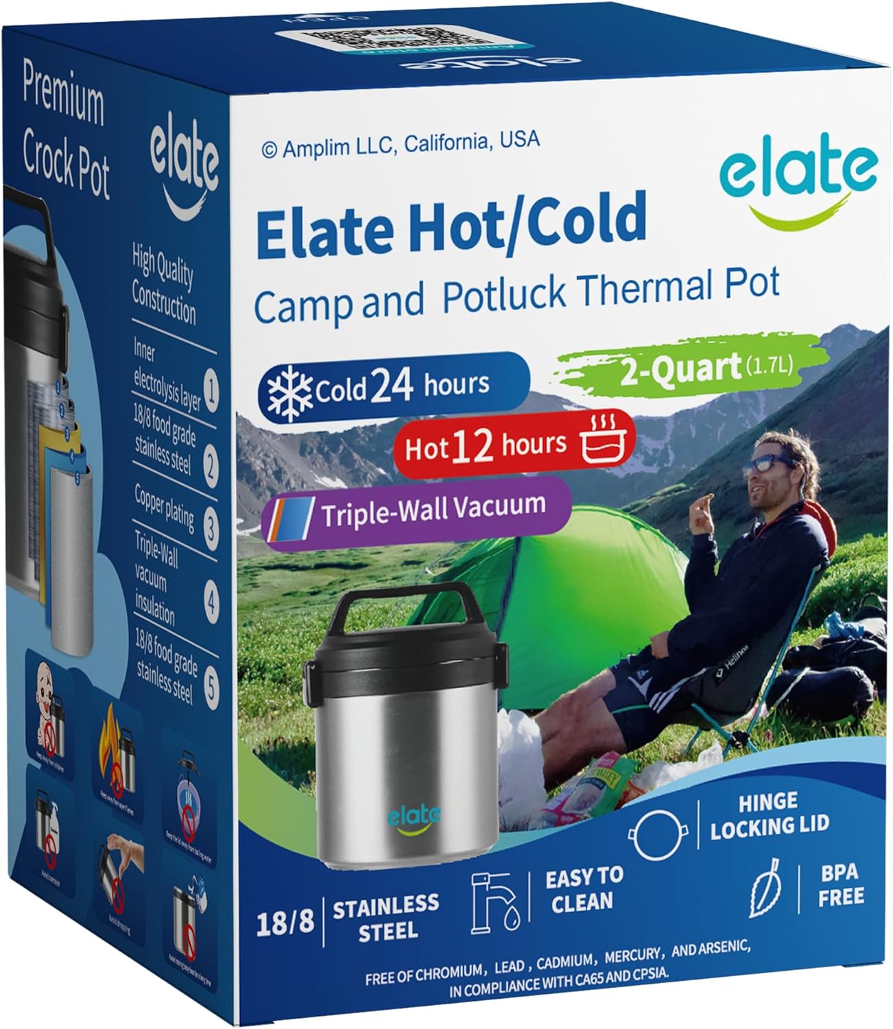 Amazon.com: Elate 2-Quart Thermos Food Jar for Hot Food | 64oz ...
