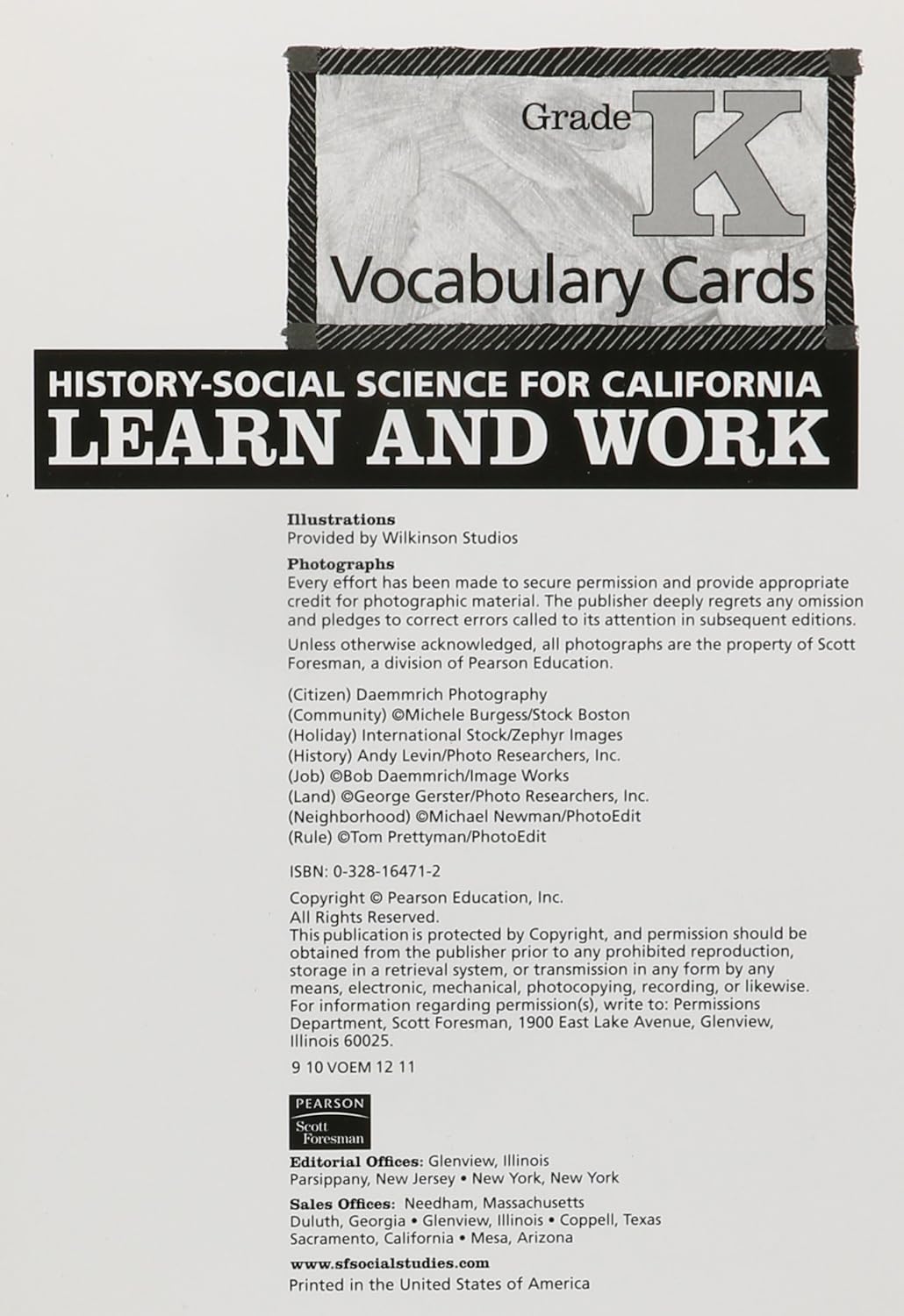 HISTORY SOCIAL SCIENCE 2006 VOCABULARY CARDS GRADE K: 9780328164714 ...