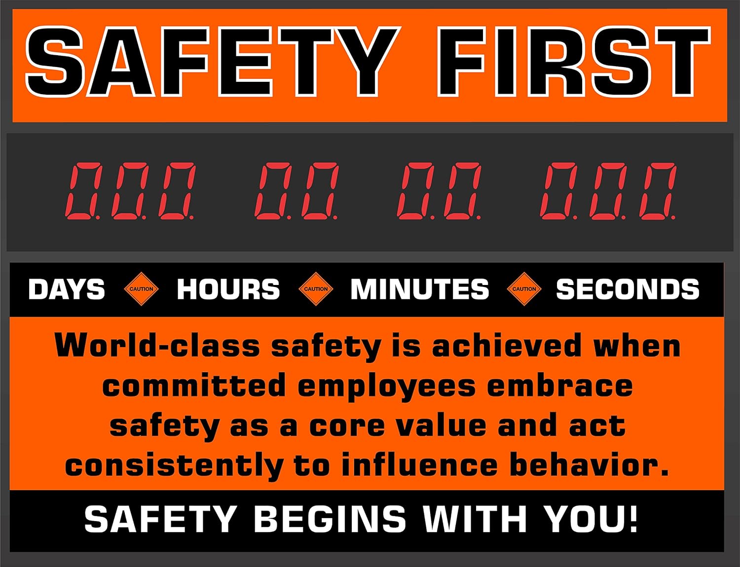 SAFETY SIGN CLOCK WCY-2 Count Up Clock with "World Class Safety ...