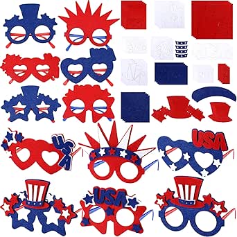 Amazon.com: Xuhal 24 Set 4th of July Eyeglass Crafts for Kids, DIY ...
