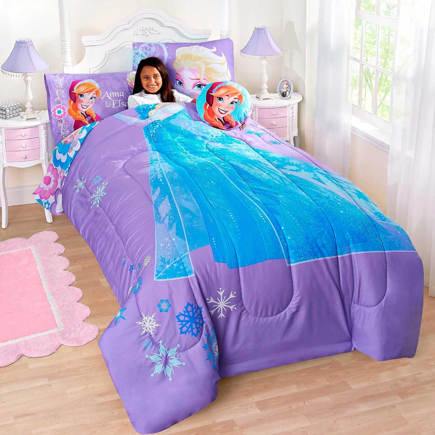 Amazon.com: Disney Frozen 7-Piece Reversible Full Size Comforter Set ...