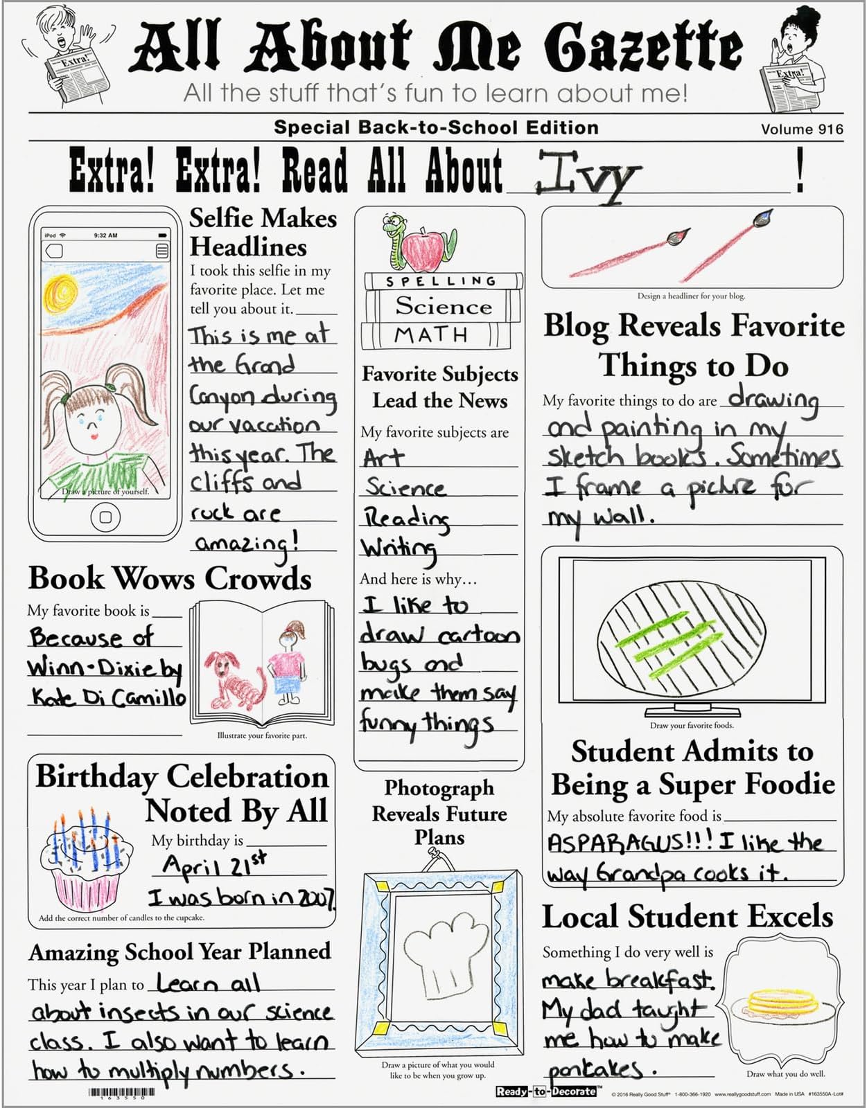 Amazon.com : Seajan 40 Pcs Read All About Me Student Posters 17" x 22 ...