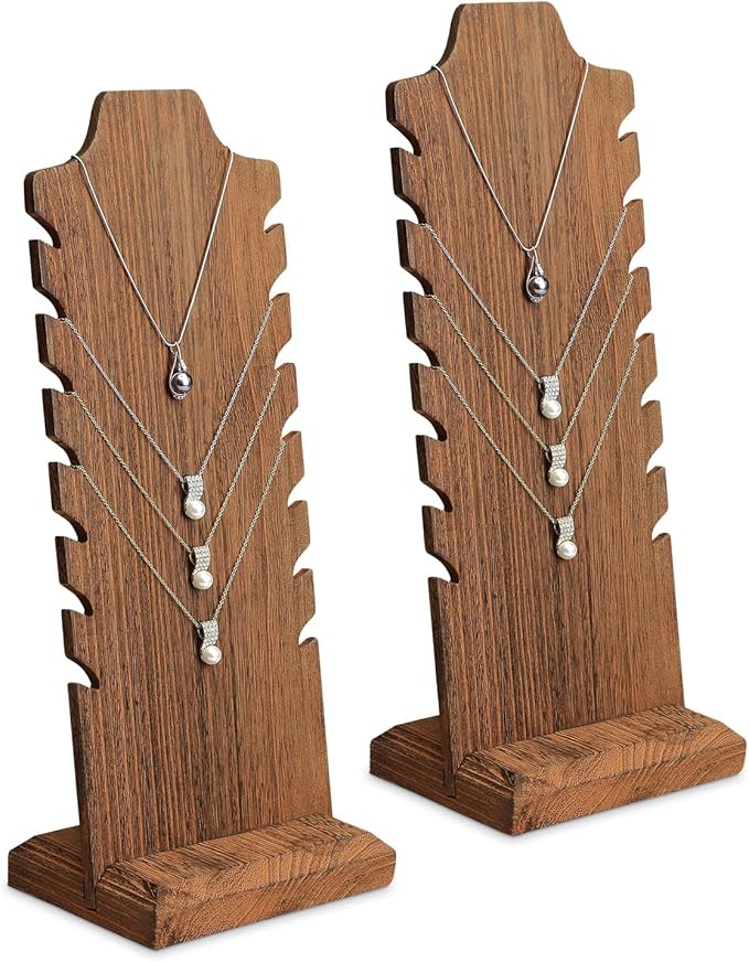Amazon.com: MOOCA 2 Pcs Lightweight Wooden Necklace Display Stand ...