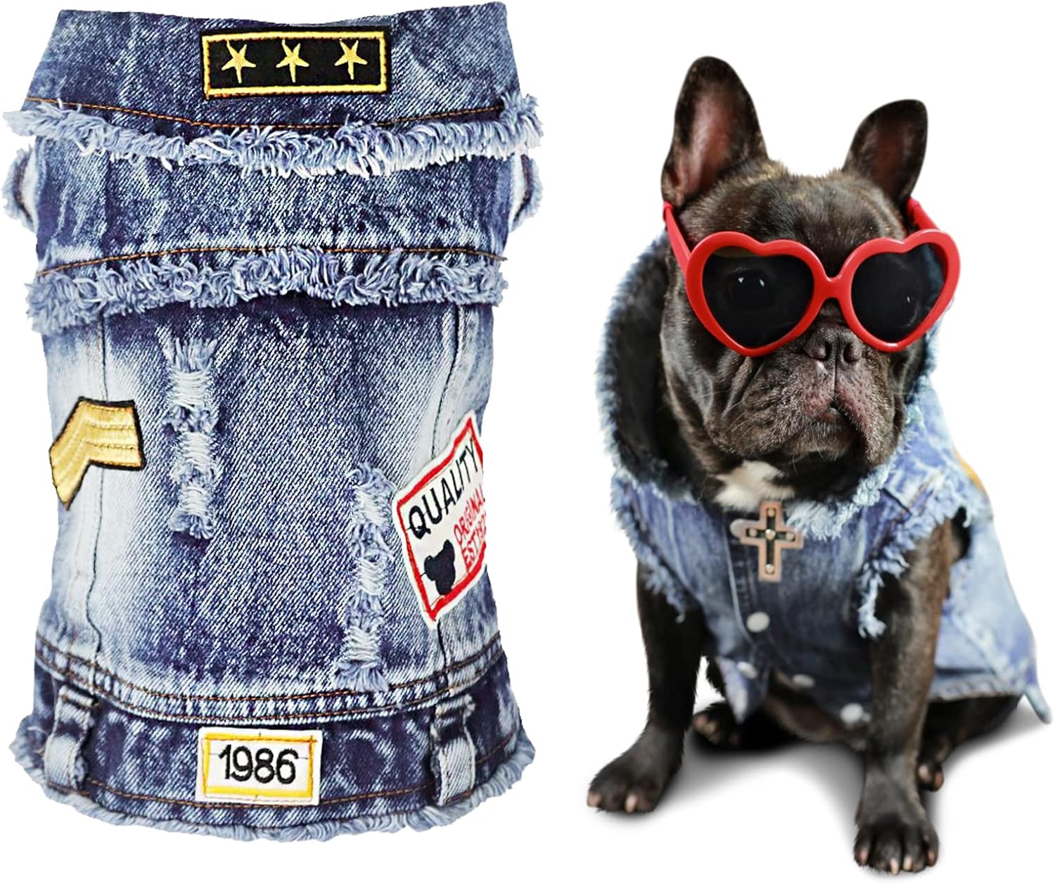 Amazon.com : SILD Pet Clothes Dog Jeans Jacket Cool Blue Denim Coat ...