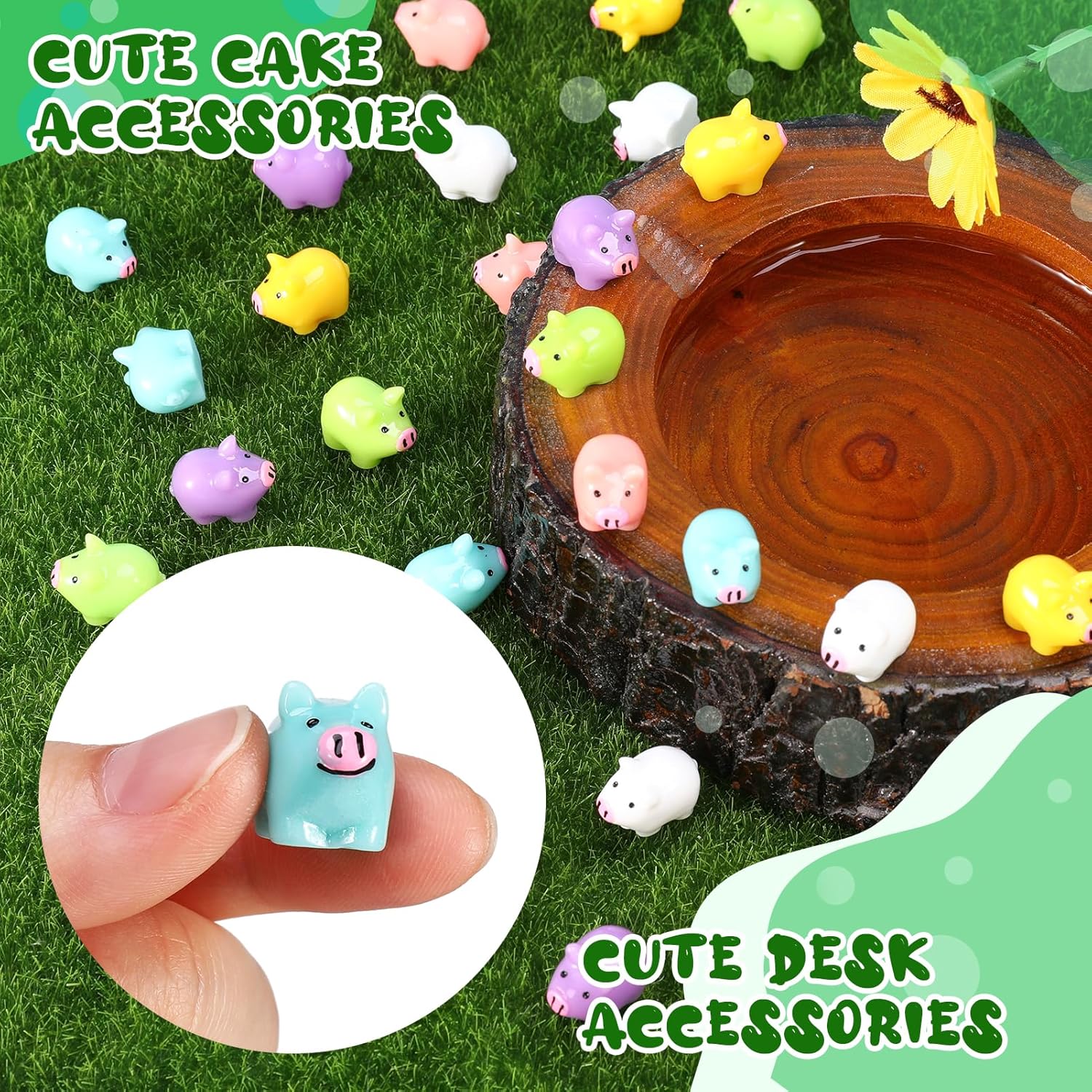 Guiqulai 120 piezas de mini cerdo de resina, figuras de cerdo en ...