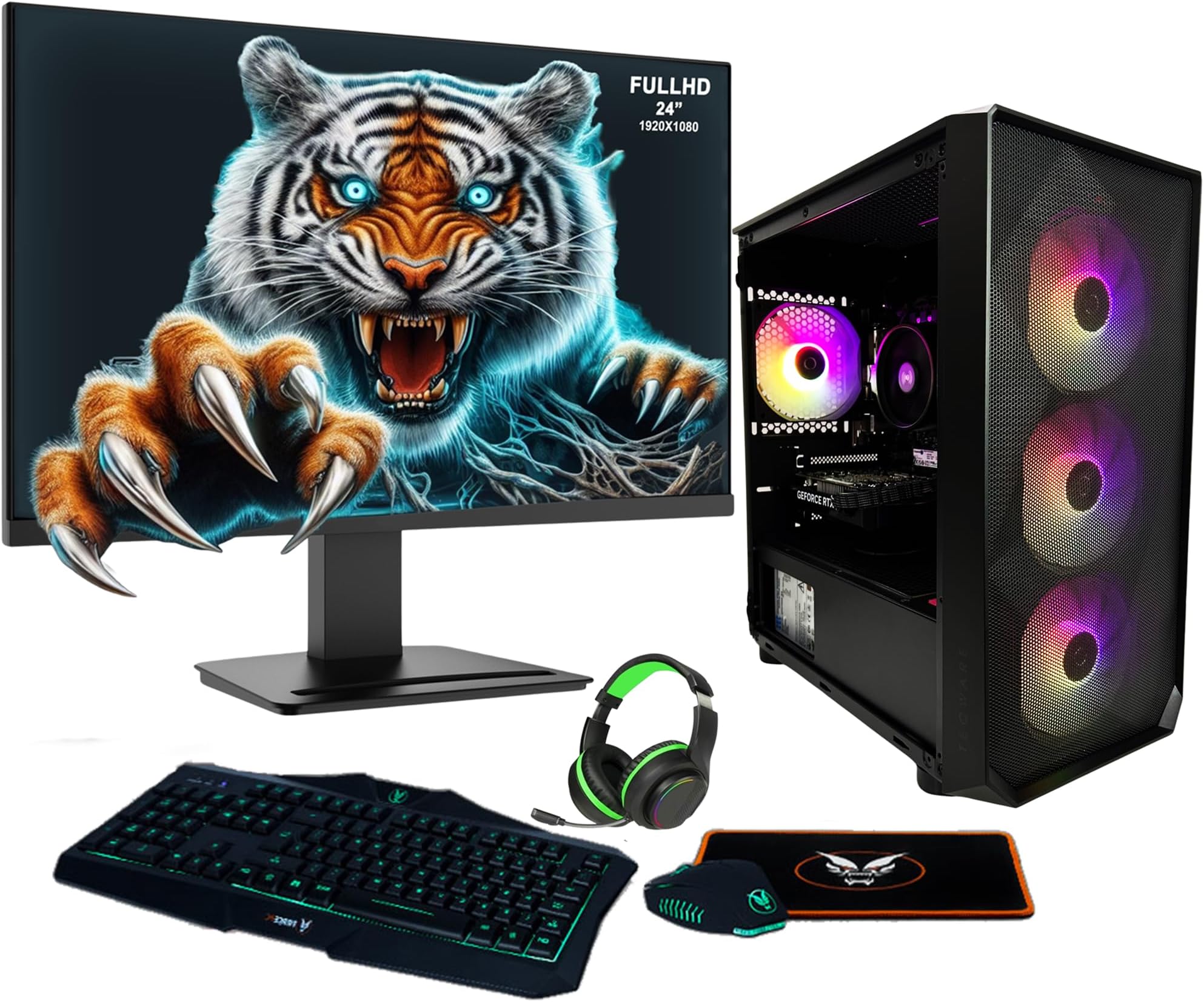 Fierce PC Gaming 24" Monitor Bundle - Ryzen 5 5600X 3.7GHz, RTX 4060 TI ...