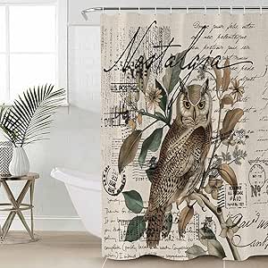Amazon.com: Anzona Nostalgia Owl Vintage Waterproof Shower Curtains Set - Extra Long 72 x 84 ...